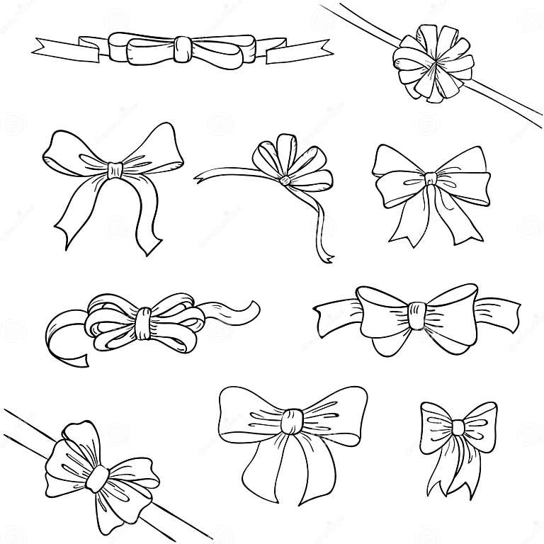 Set of sketch doodle bows. stock vector. Illustration of sketch - 89448882