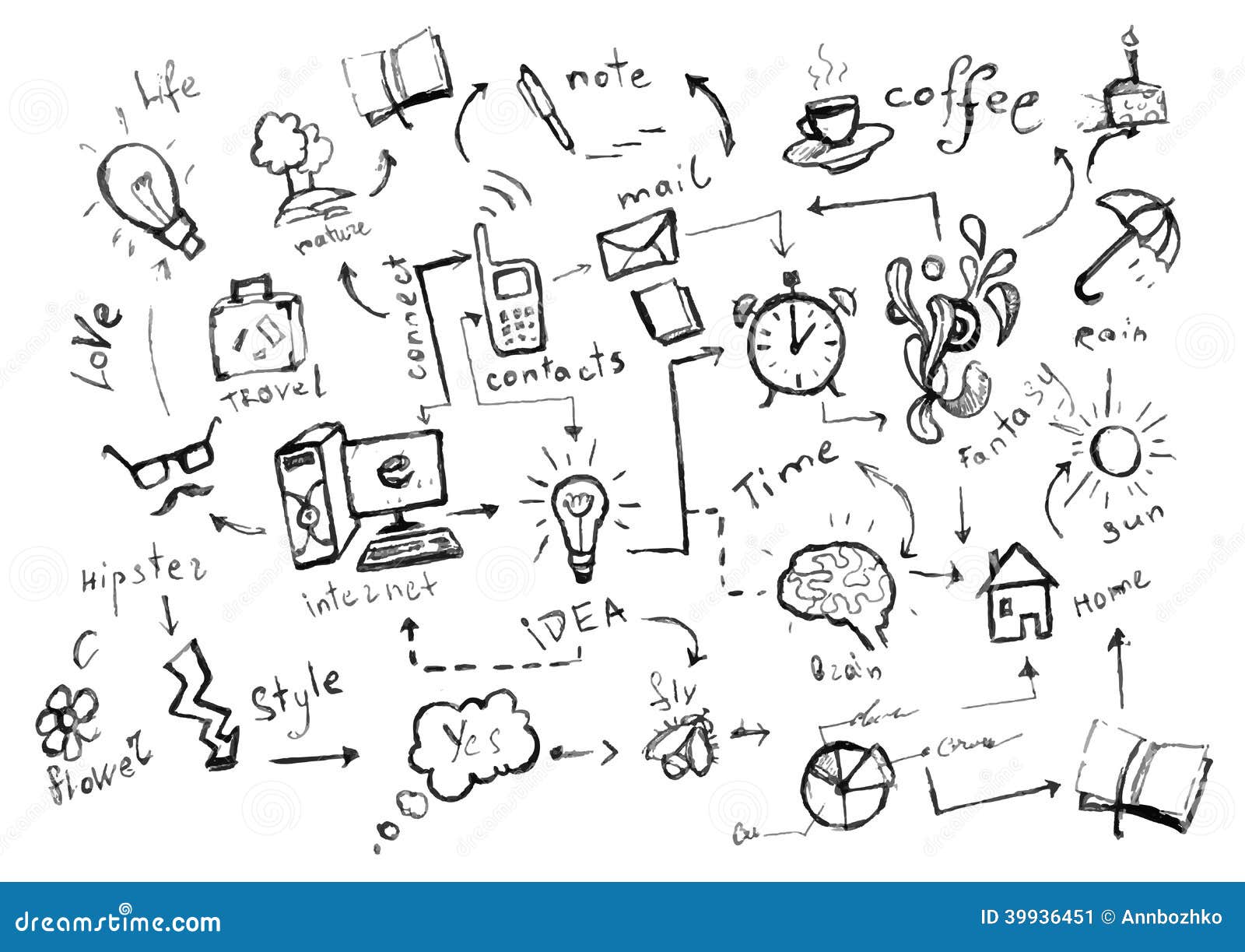 Set of sketch elements stock vector. Illustration of black - 39936451