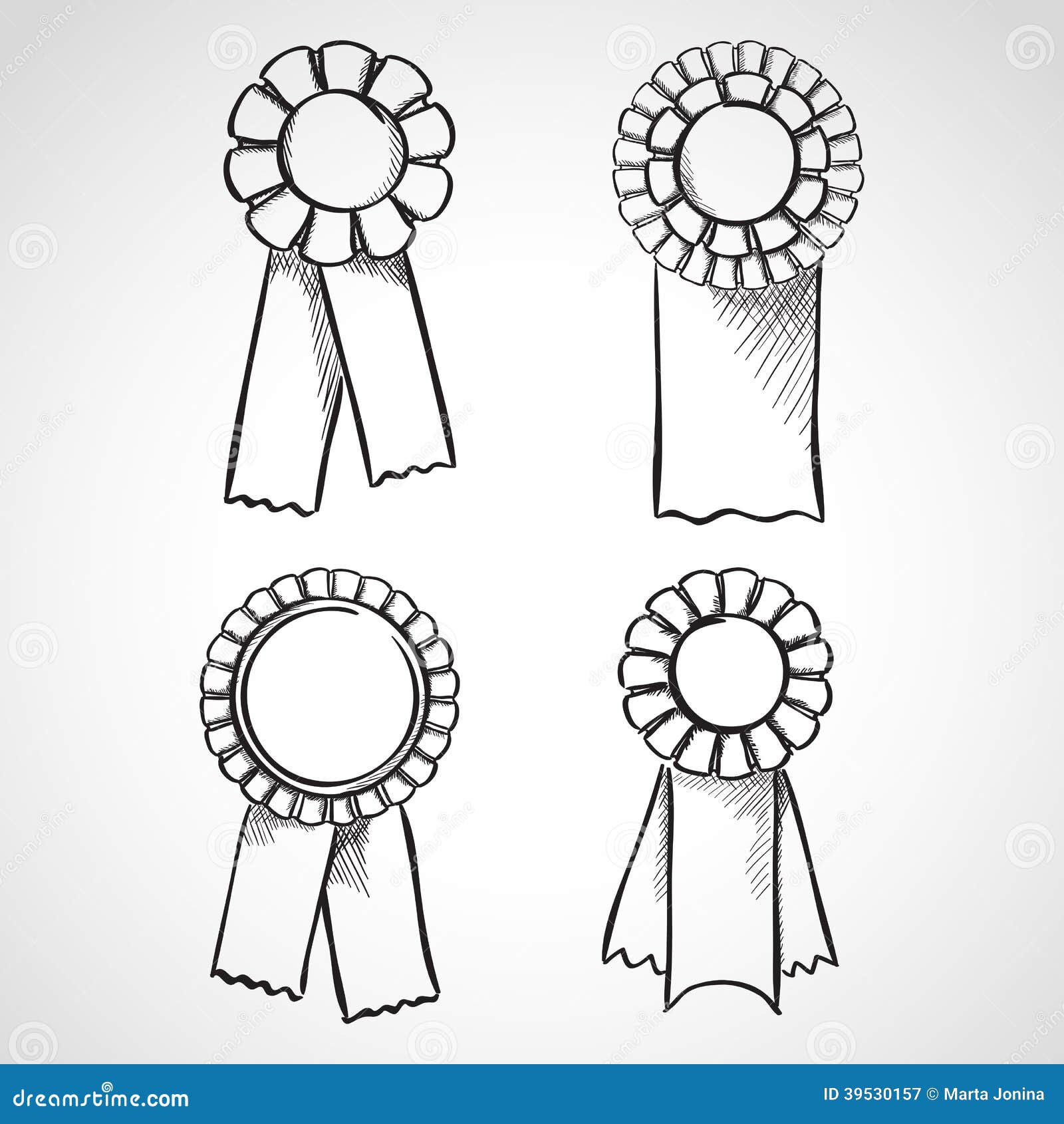 Set of Sketch Prize Ribbons Stock Illustration - Illustration of drawn ...