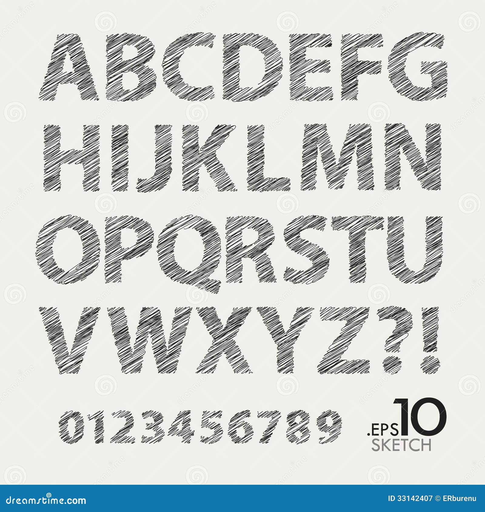 Set Of Sketch Vector Alphabet And Numbers | CartoonDealer.com #33142407