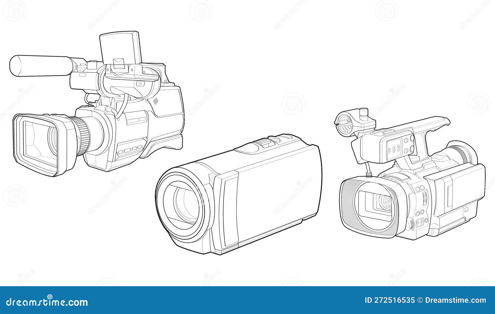 Set of Sketch a Video Camera on a White Backgroundra. Video Camera ...