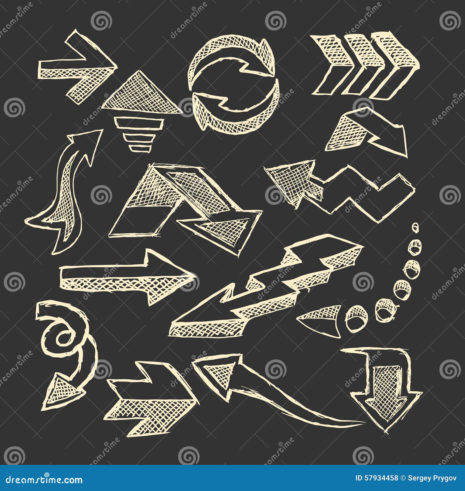 Set of sketched arrow stock vector. Illustration of scribble - 57934458