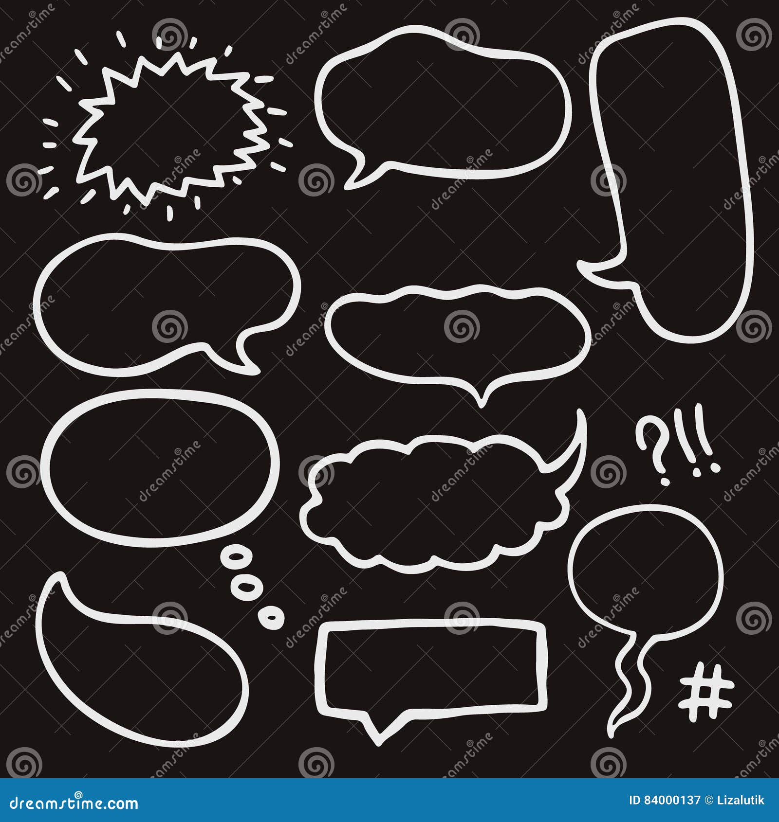 Set of Sketched Speech Bubbles Stock Vector - Illustration of burst ...