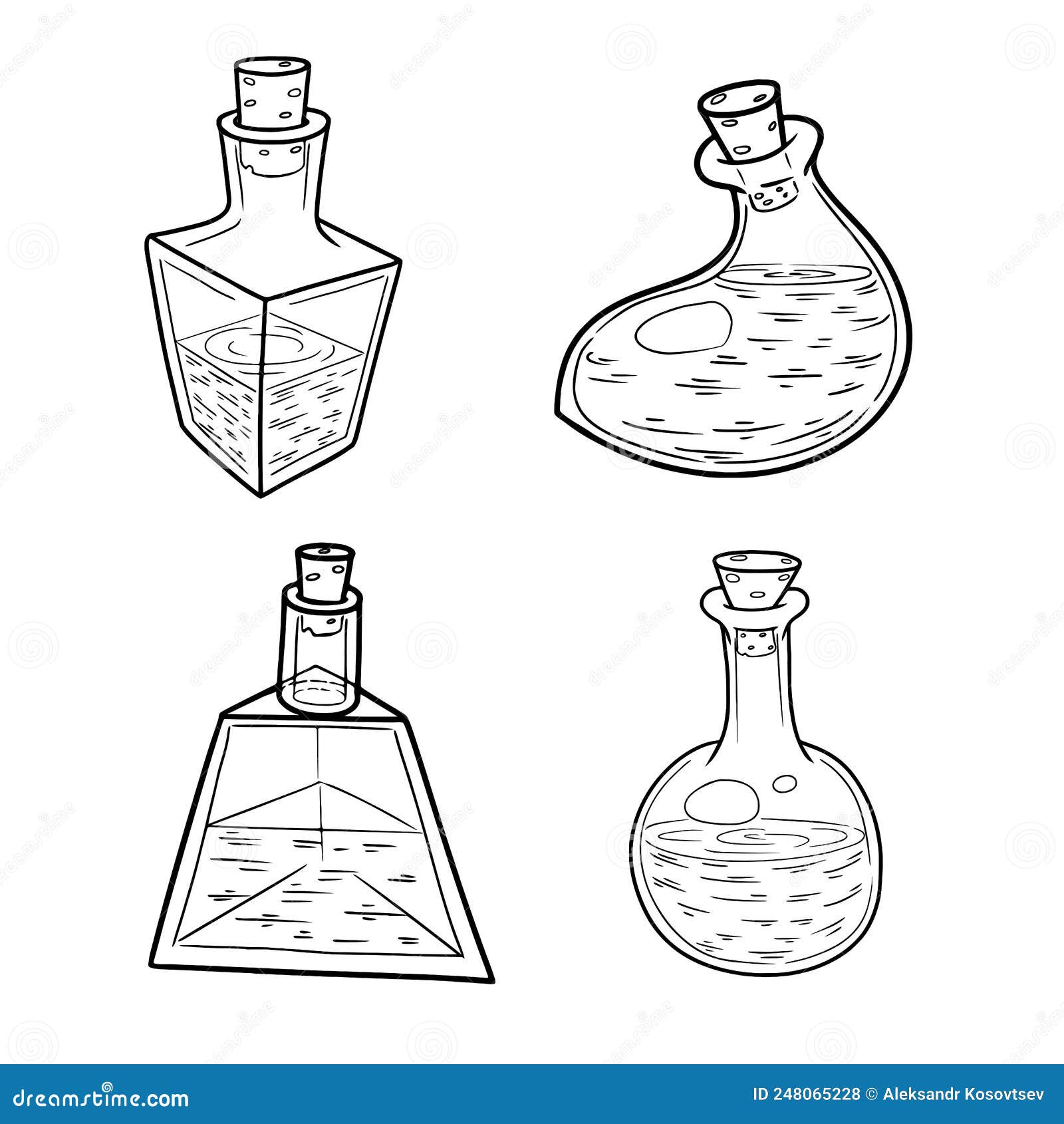 A Set of Sketches of a Bottle of Poison or Elixir_4 Stock Vector ...