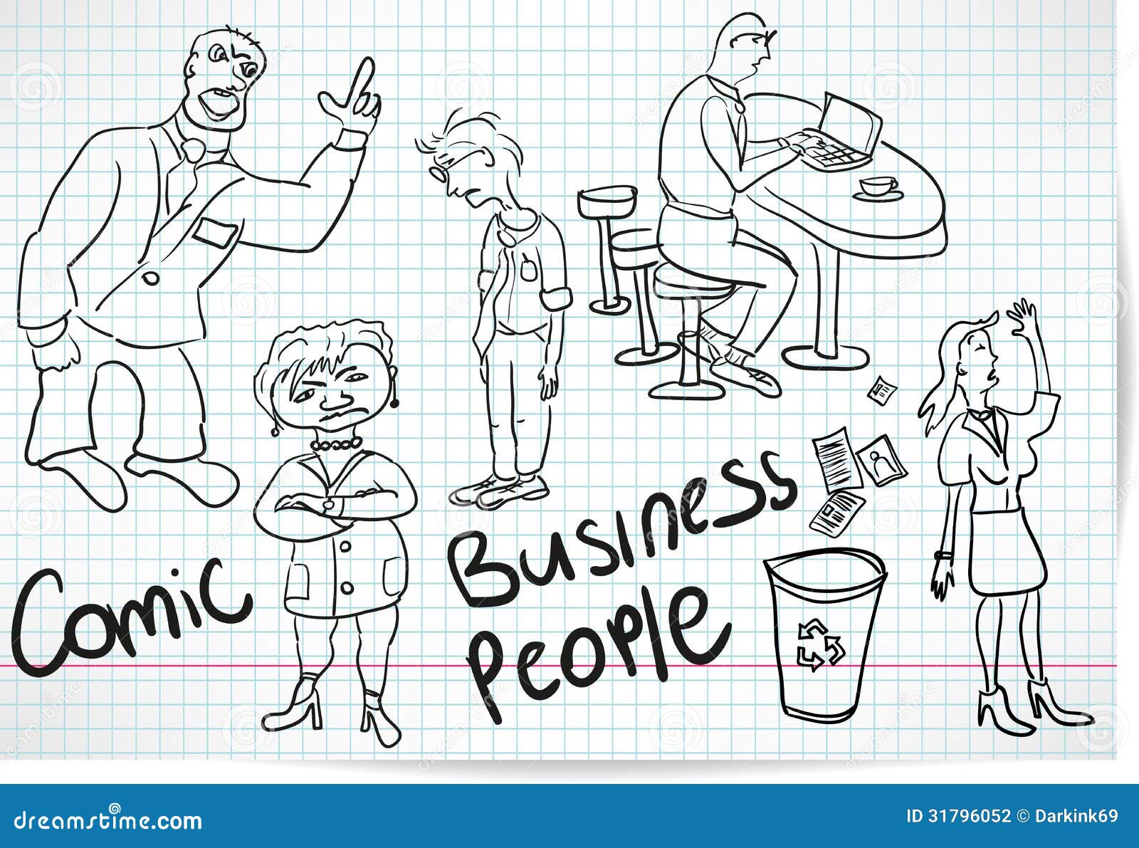 Set Of Sketches Of Comical Cartoons Vector Illustration | CartoonDealer ...