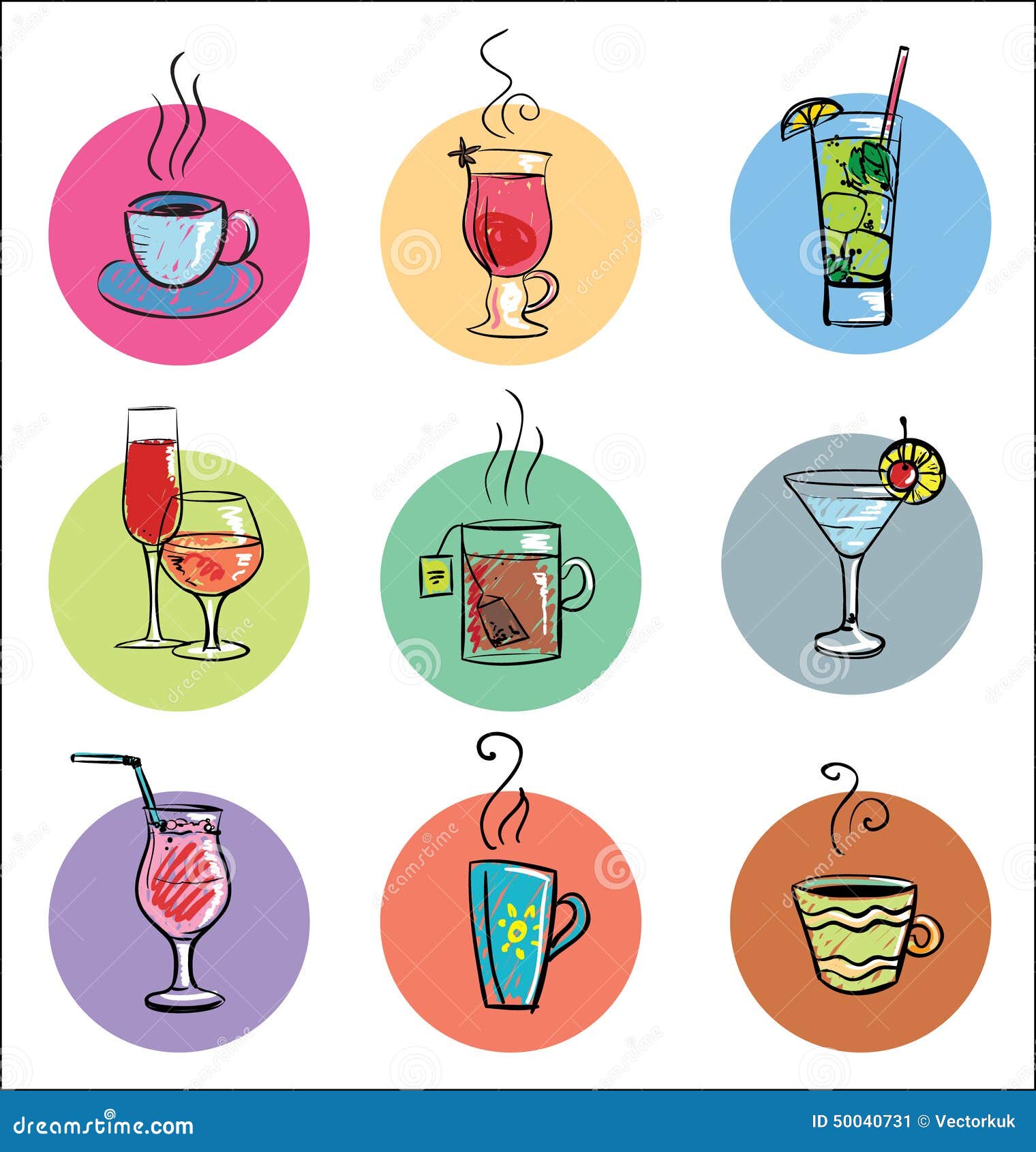 Set of Sketchy Drinks stock vector. Illustration of drink - 50040731