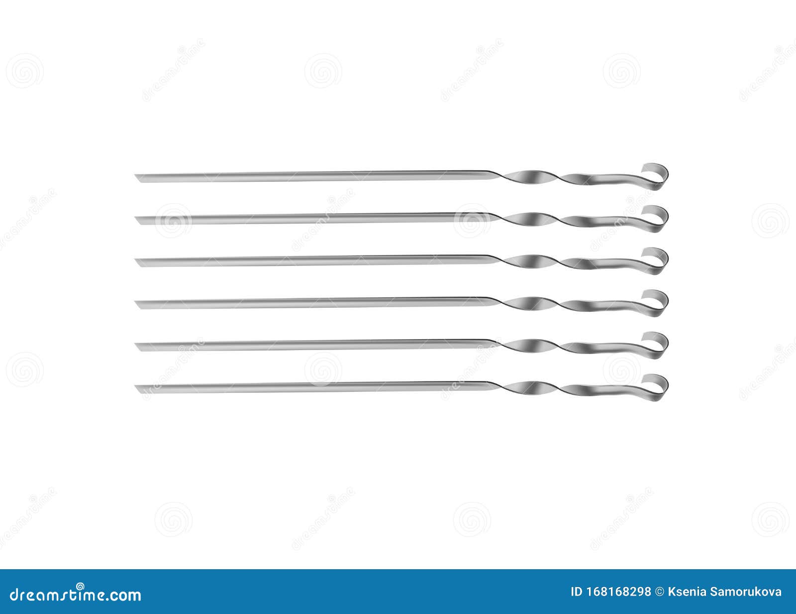 Metal Skewers Set Of Four Pieces Of Top View, Realistic Vector ...