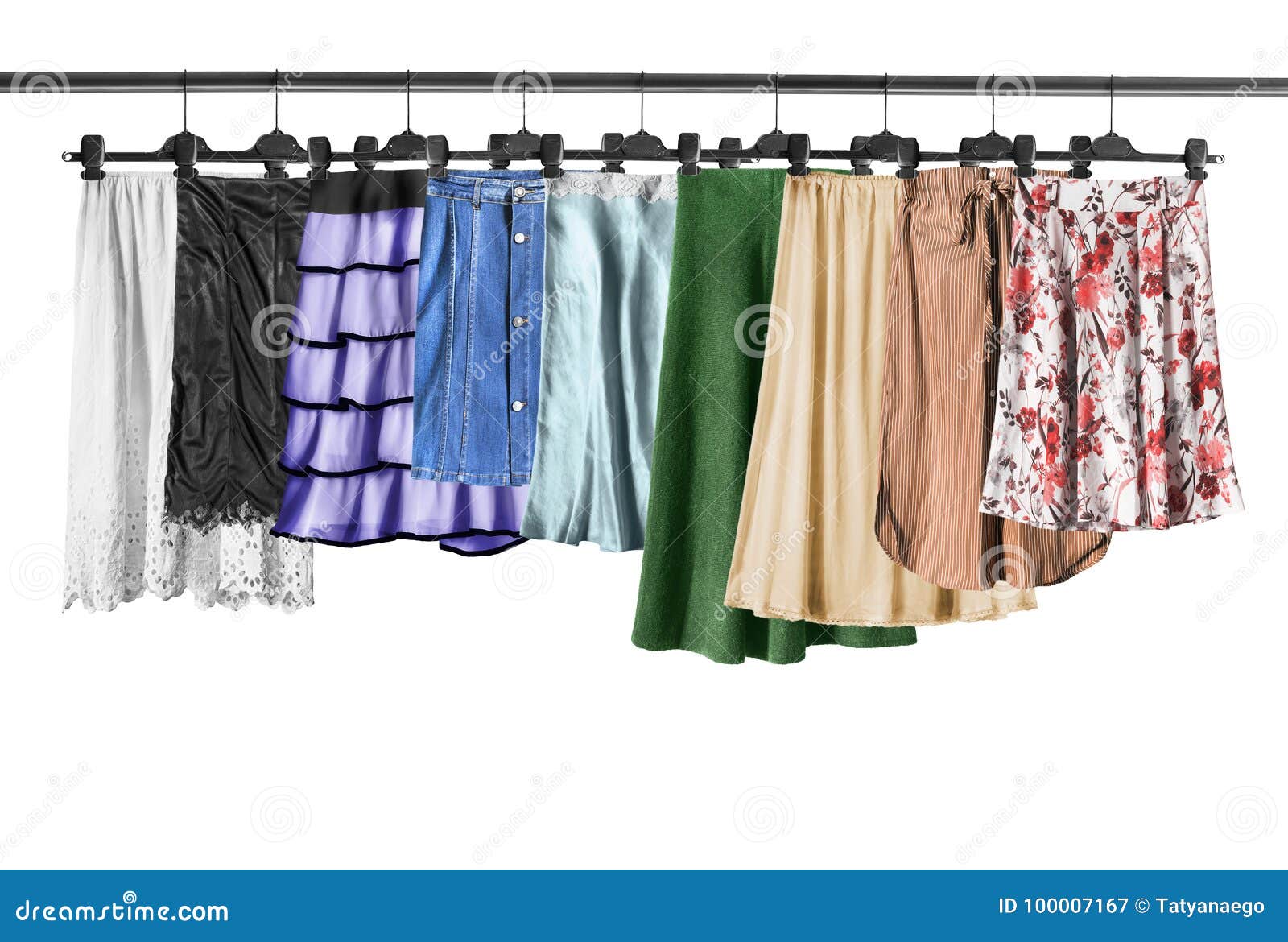 Set of skirts stock image. Image of garment, midi, hanger - 100007167