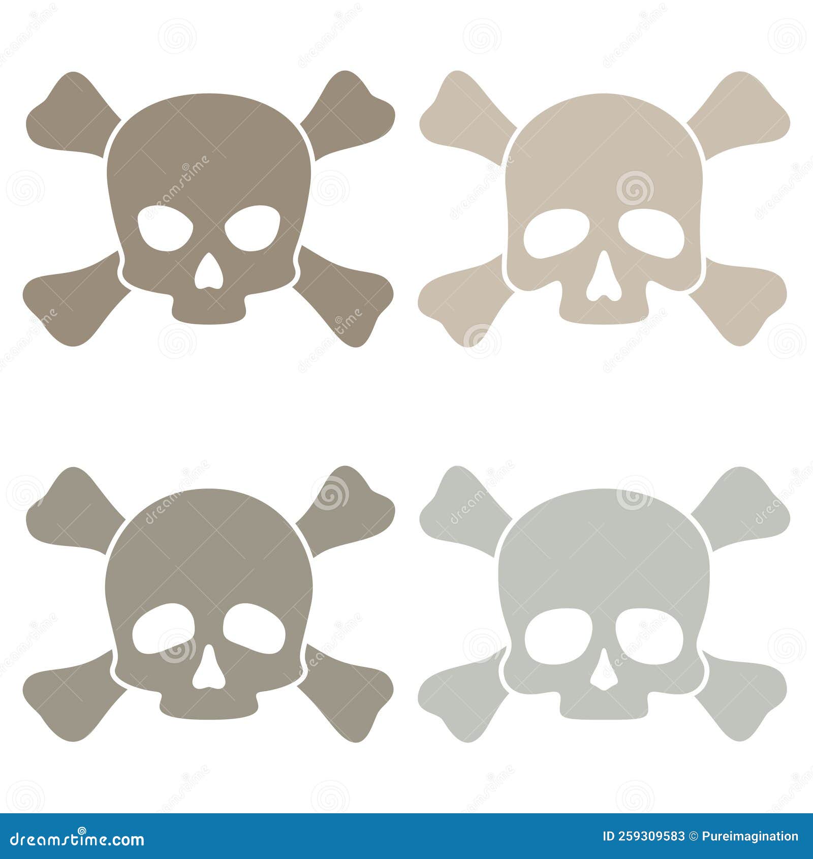 Set of Skull and Crossbones Isolated on White Background Stock Vector ...