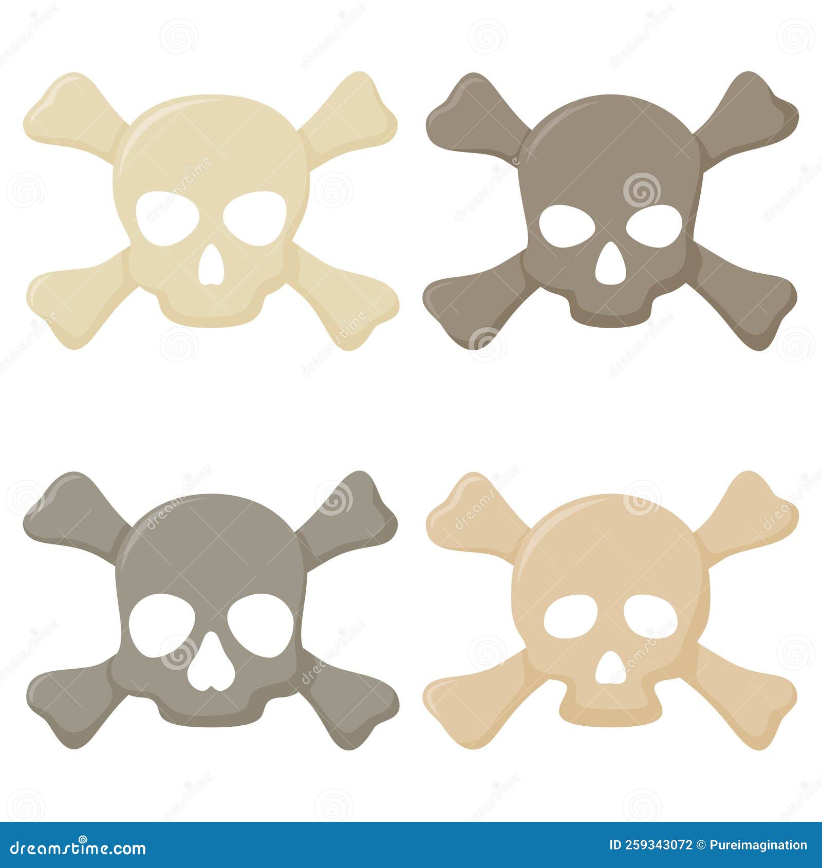 Set of Skull and Crossbones Isolated on White Background Stock Vector ...