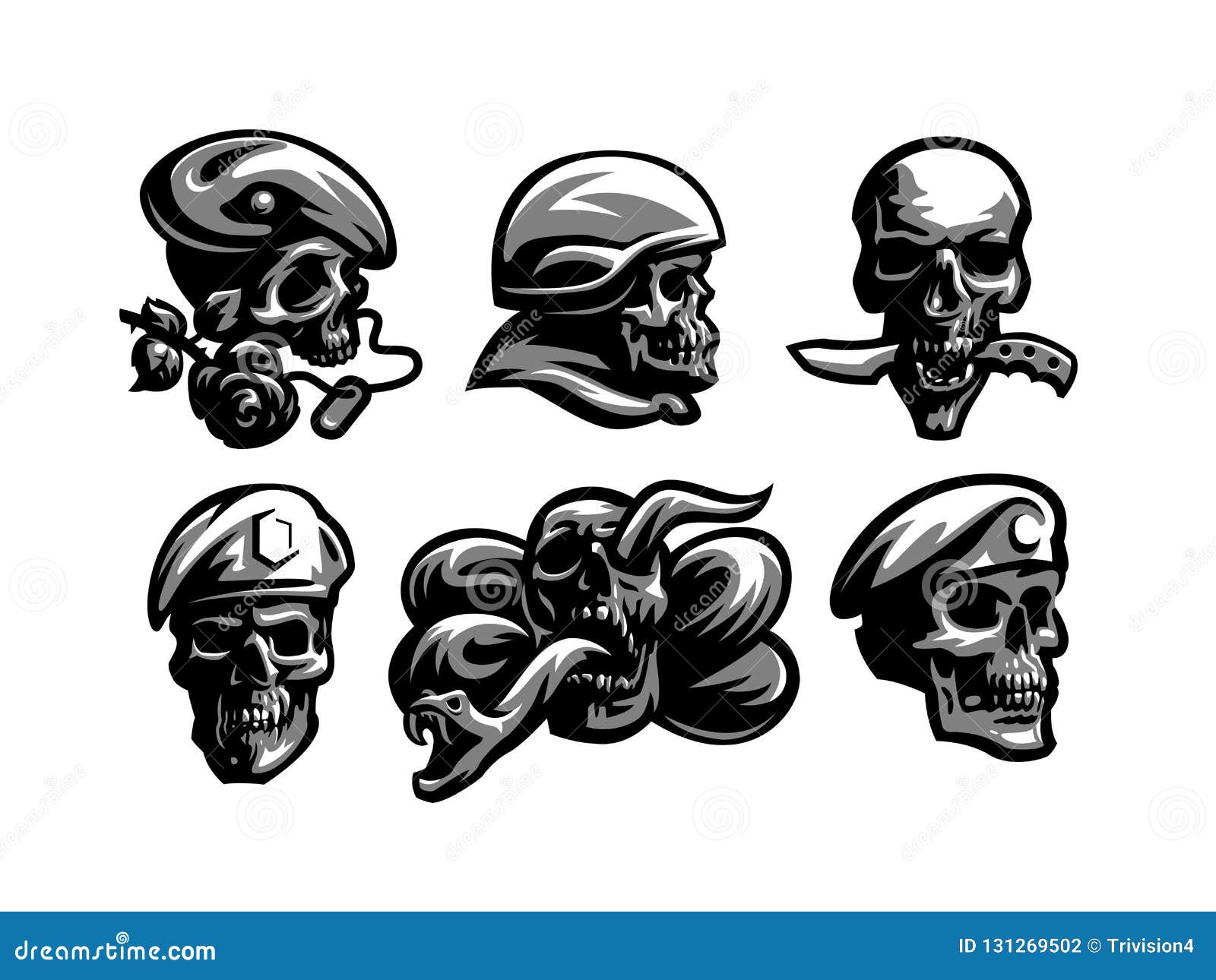 Set of Skull emblems. stock vector. Illustration of label - 131269502