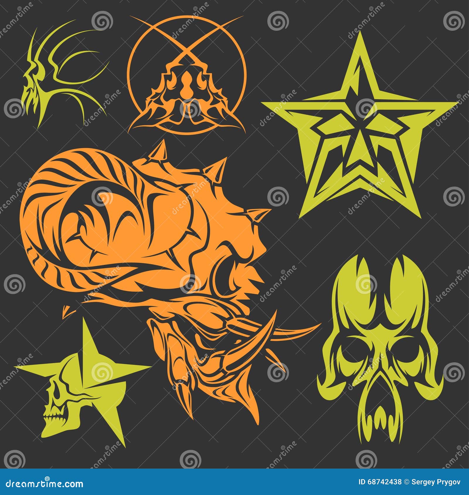 Set of Skulls. Vector Illustration. Stock Vector - Illustration of face ...