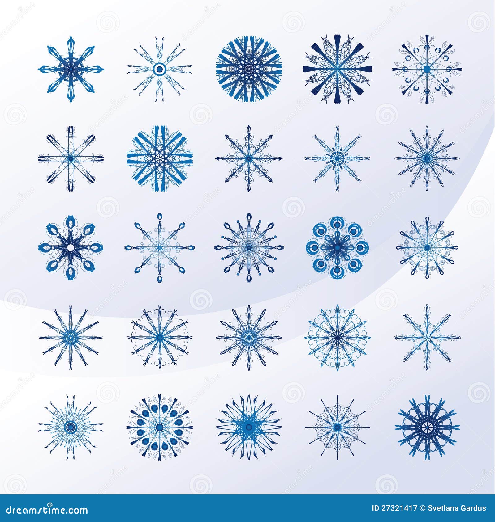 Set of sky blue snowflakes stock vector. Illustration of december ...