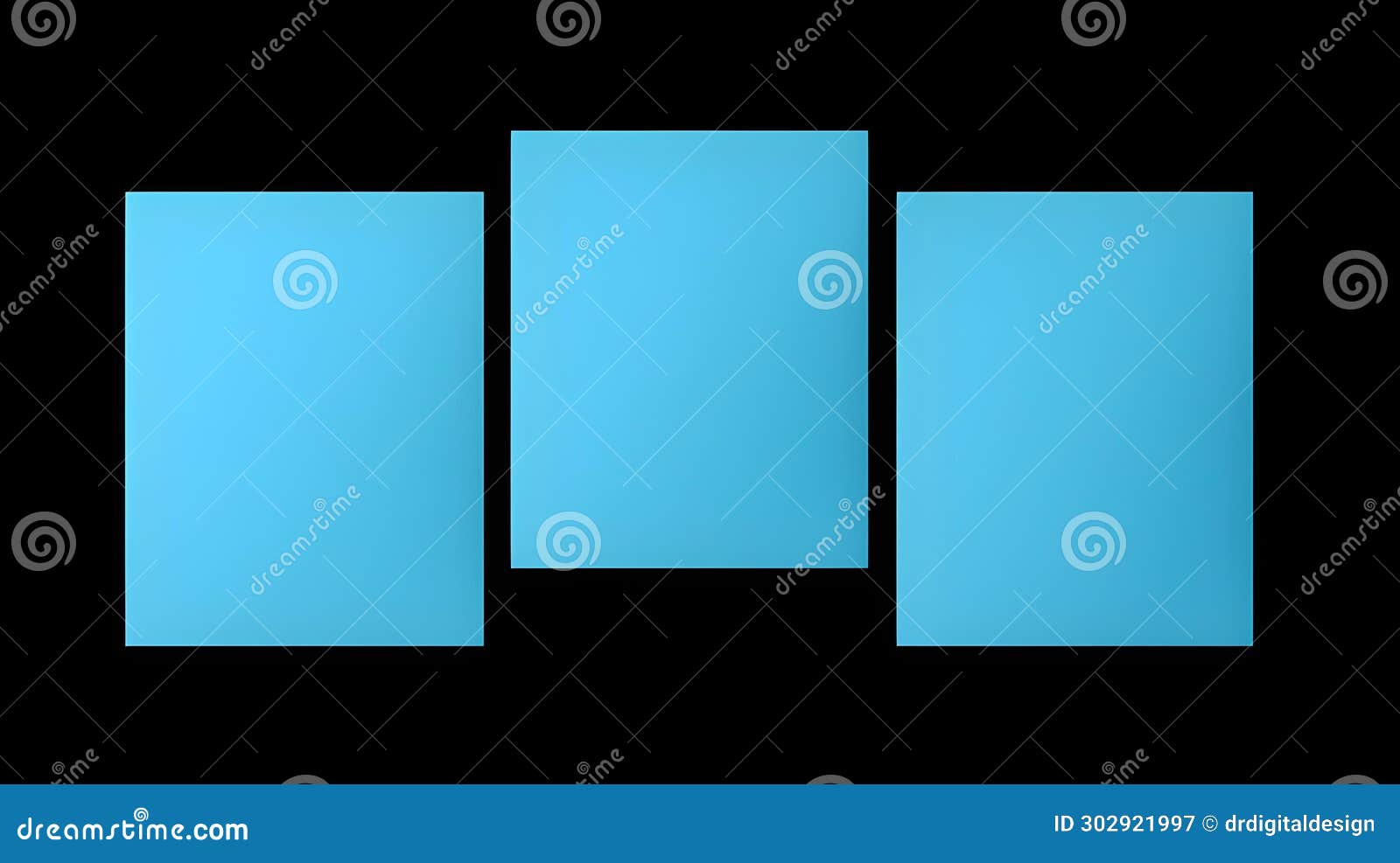 Set of Sky Blue Square Paper Notes on a Black Background. Brainstorming ...