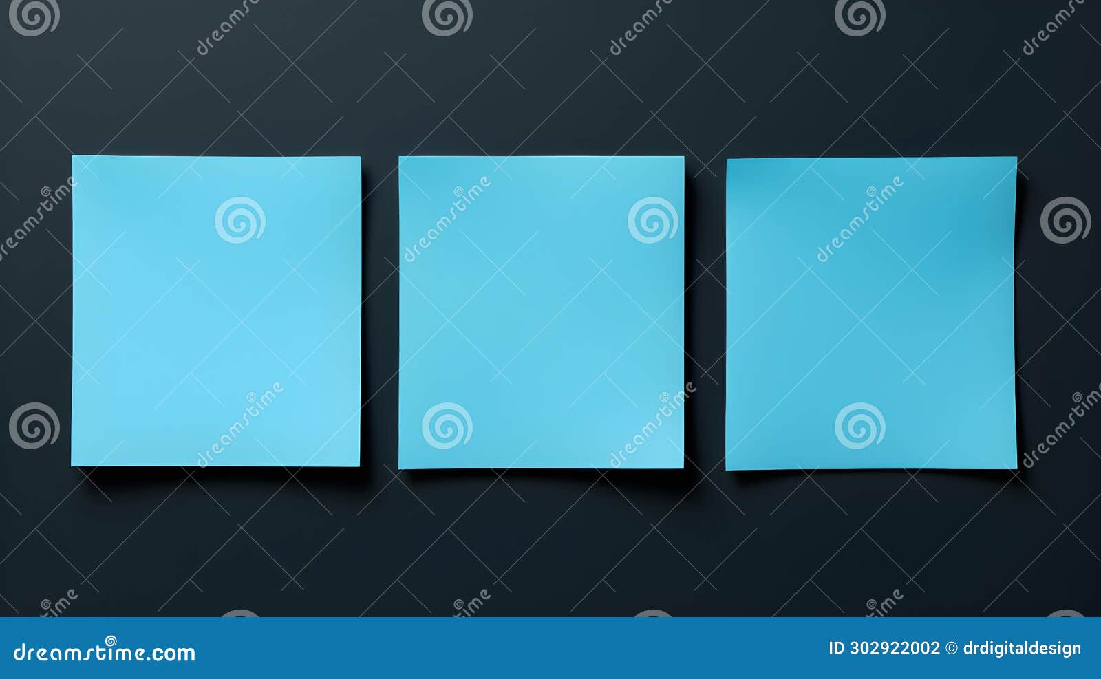 Set of Sky Blue Square Paper Notes on a Black Background. Brainstorming ...