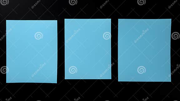 Set of Sky Blue Square Paper Notes on a Black Background. Brainstorming ...