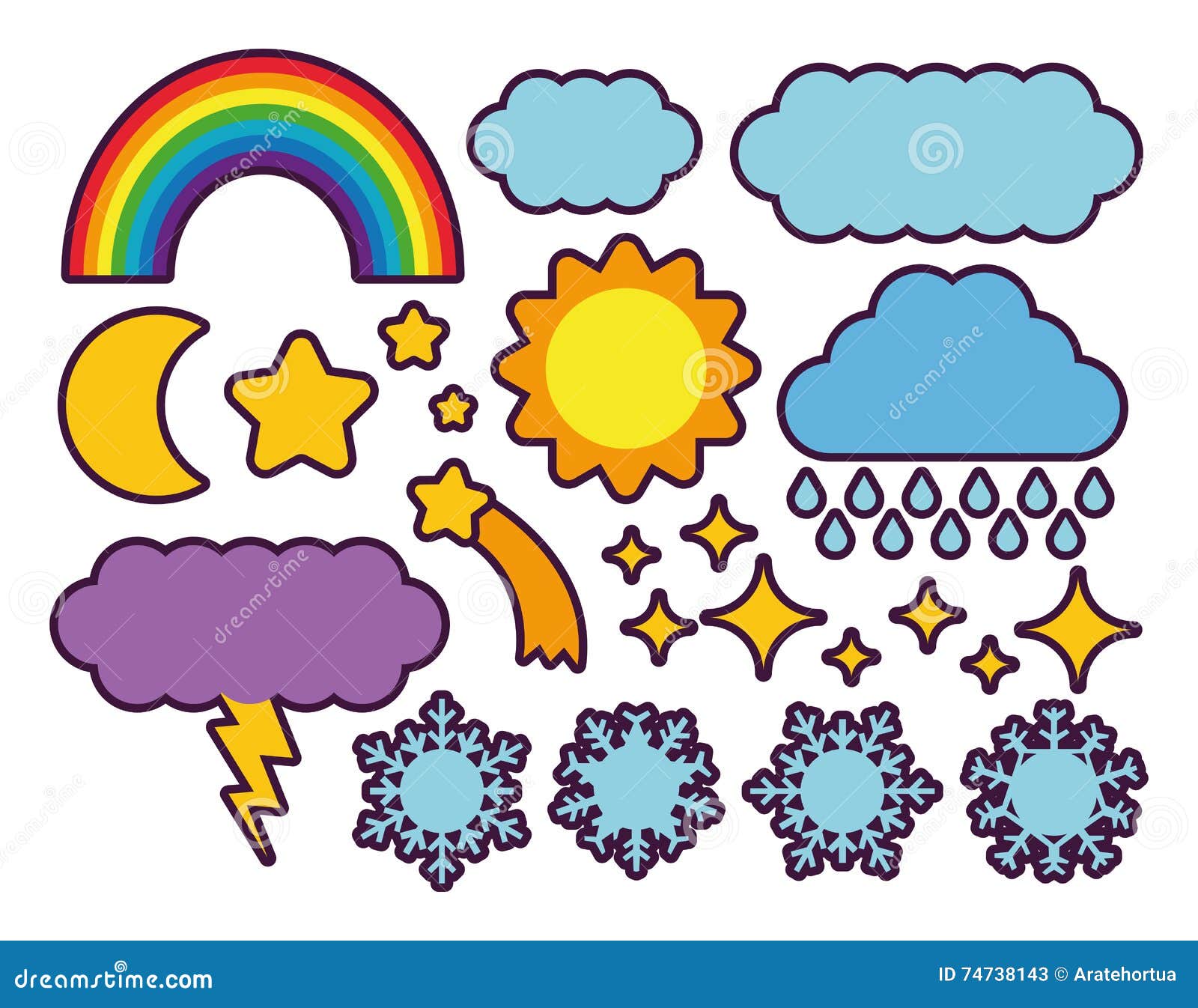 Set of Sky Icons Isolated on White Background Stock Illustration ...