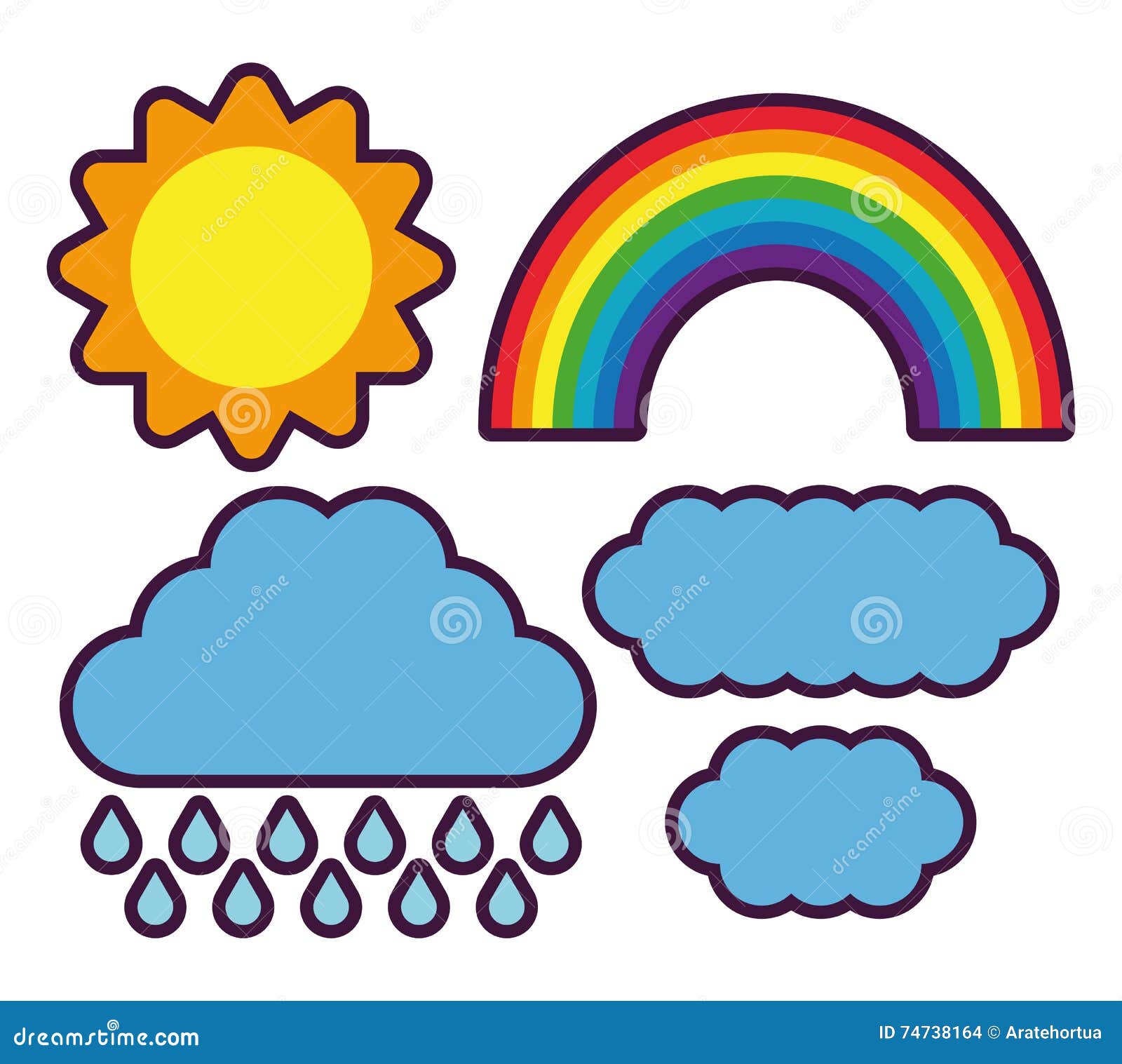 Set of Sky Icons Isolated on White Background Stock Illustration ...