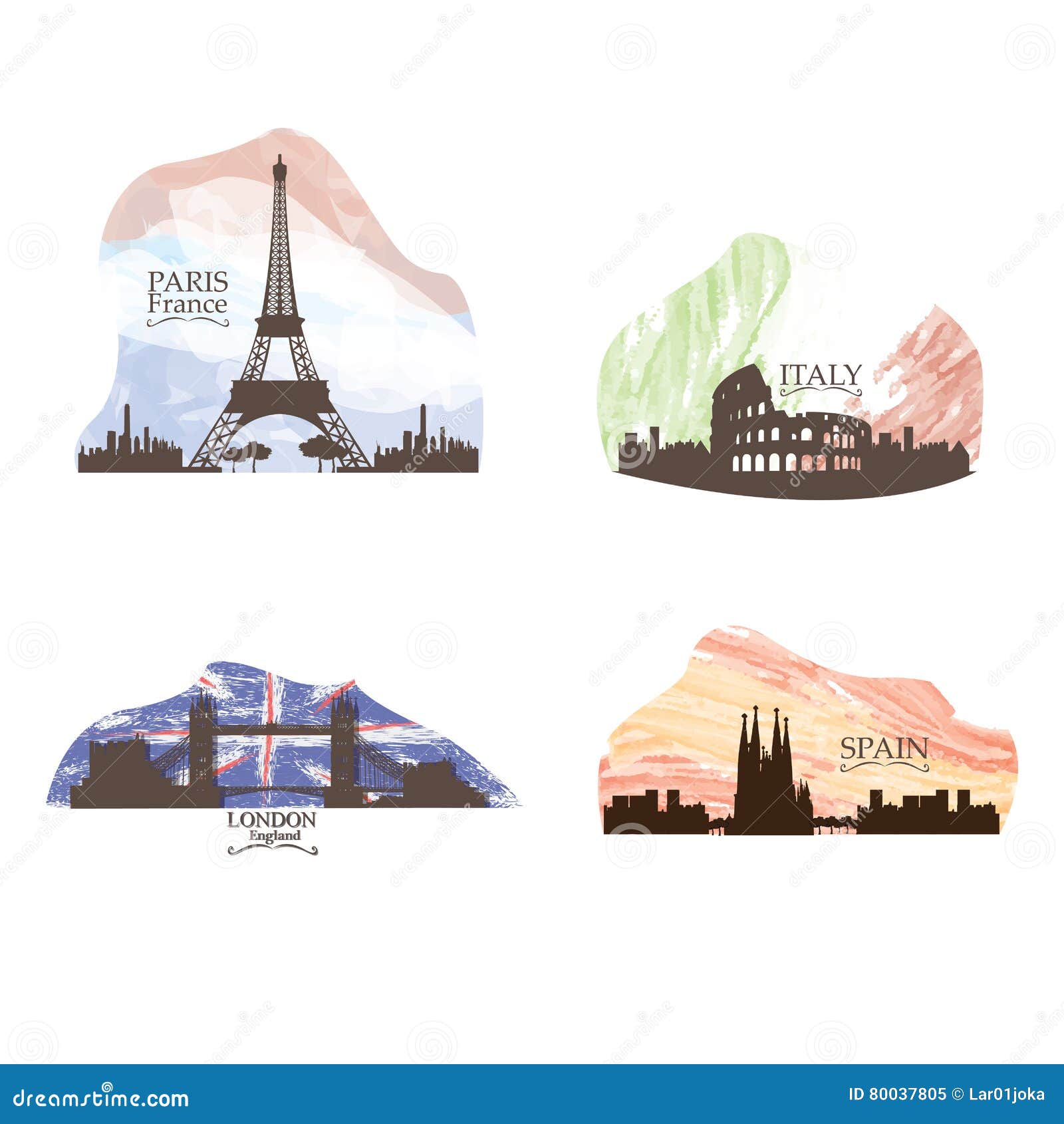 Set of skylines stock illustration. Illustration of panorama - 80037805