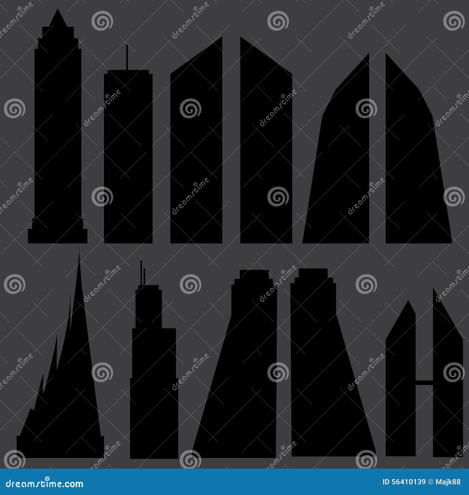 Set Of Skyscraper Shapes With Blue Background Stock Photography ...