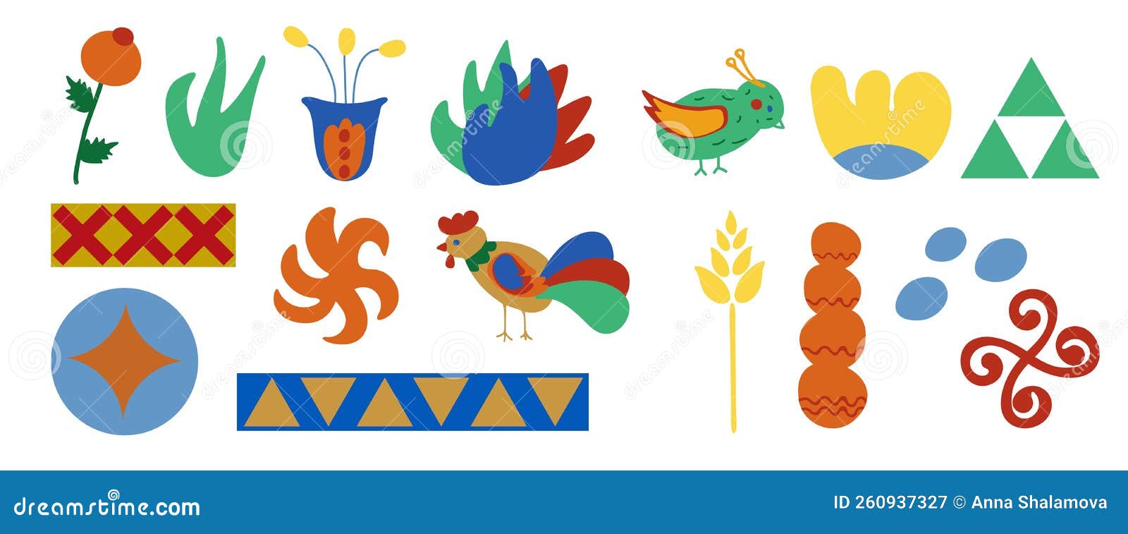 Set of Slavic Decorative Elements on a White Background. Ethnic ...