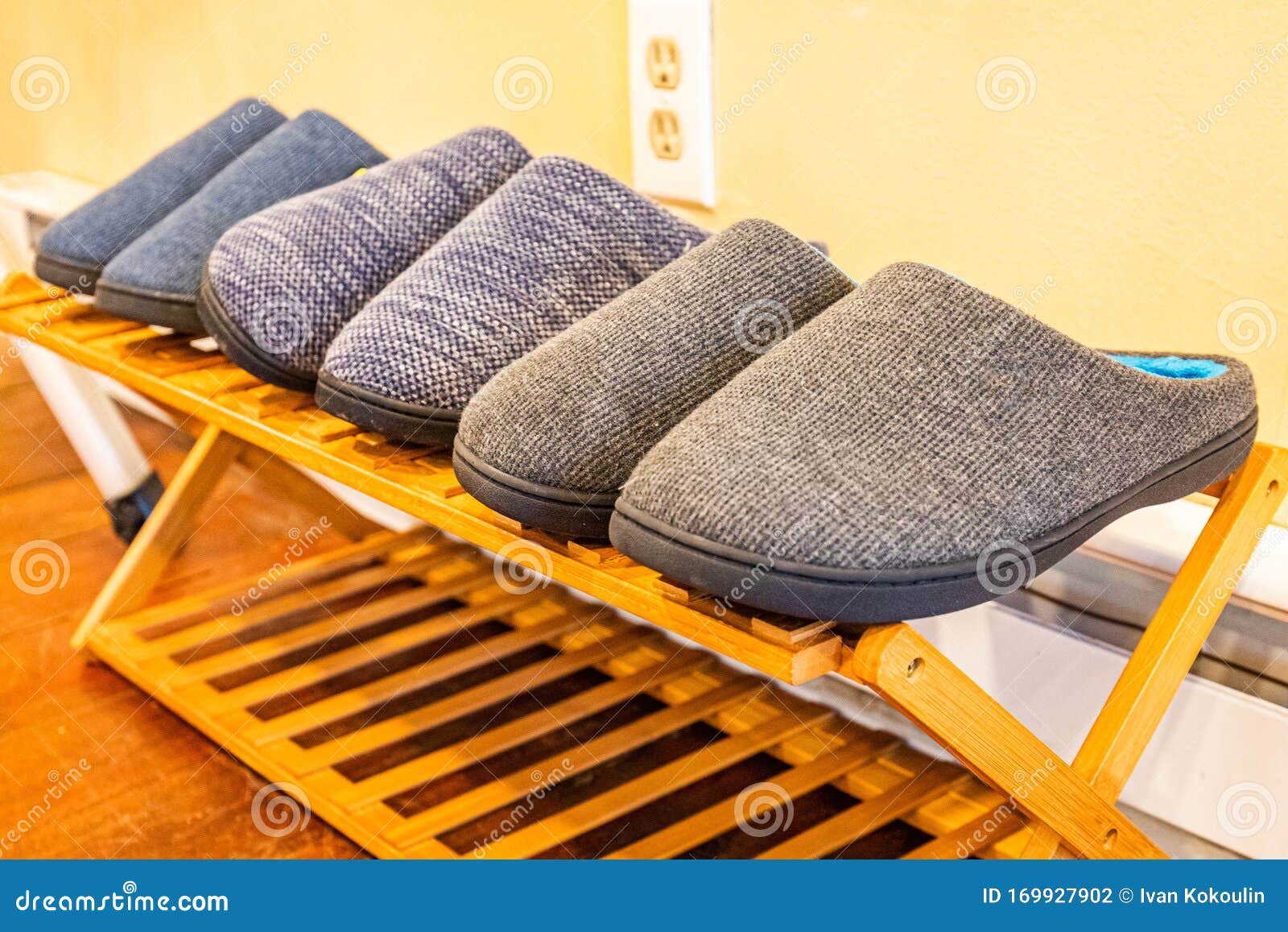 Set of Sleeper Shoes on Stand at Home Stock Photo - Image of shoes ...