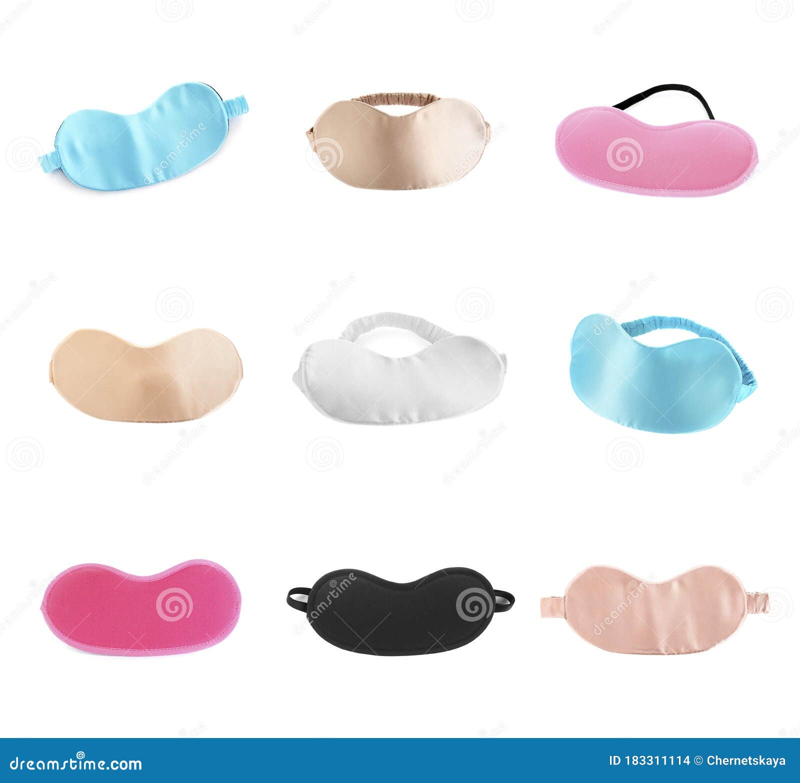 Set of Sleeping Eye Masks on Background Stock Photo - Image of isolated ...