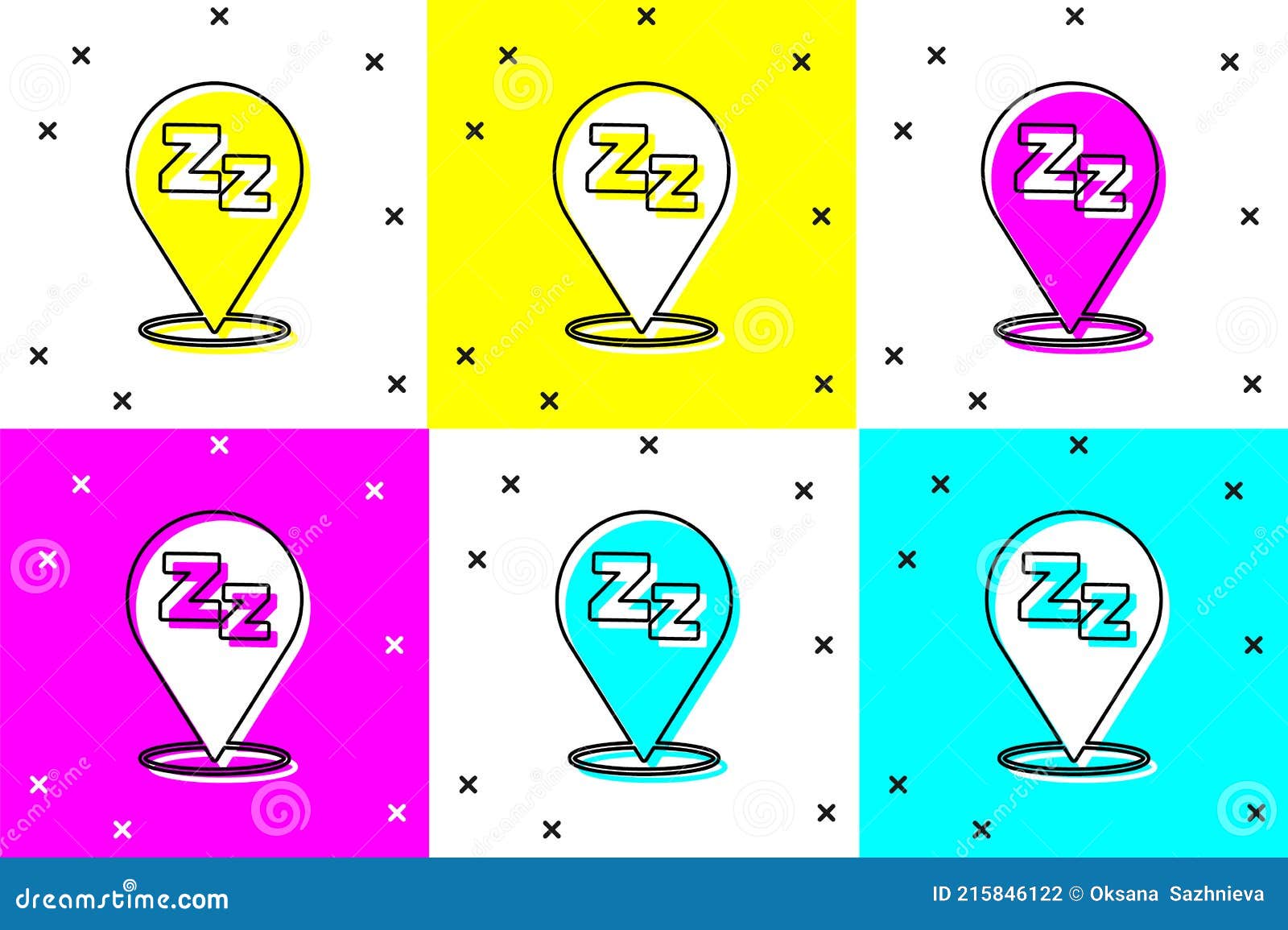 Set Sleepy Icon Isolated on Color Background. Sleepy Zzz Black Talk ...