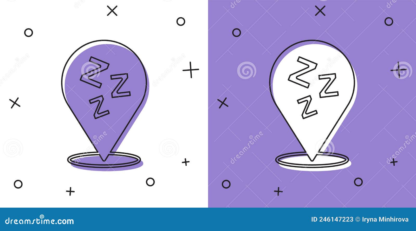 Set Sleepy Icon Isolated on White and Purple Background. Sleepy Zzz ...