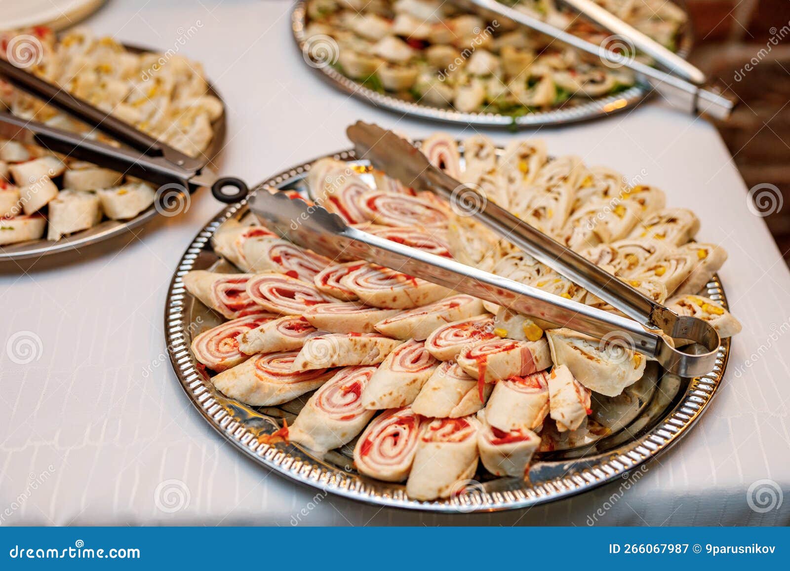 Set of Sliced Pancake Rolls with Different Fillings Stock Image - Image ...