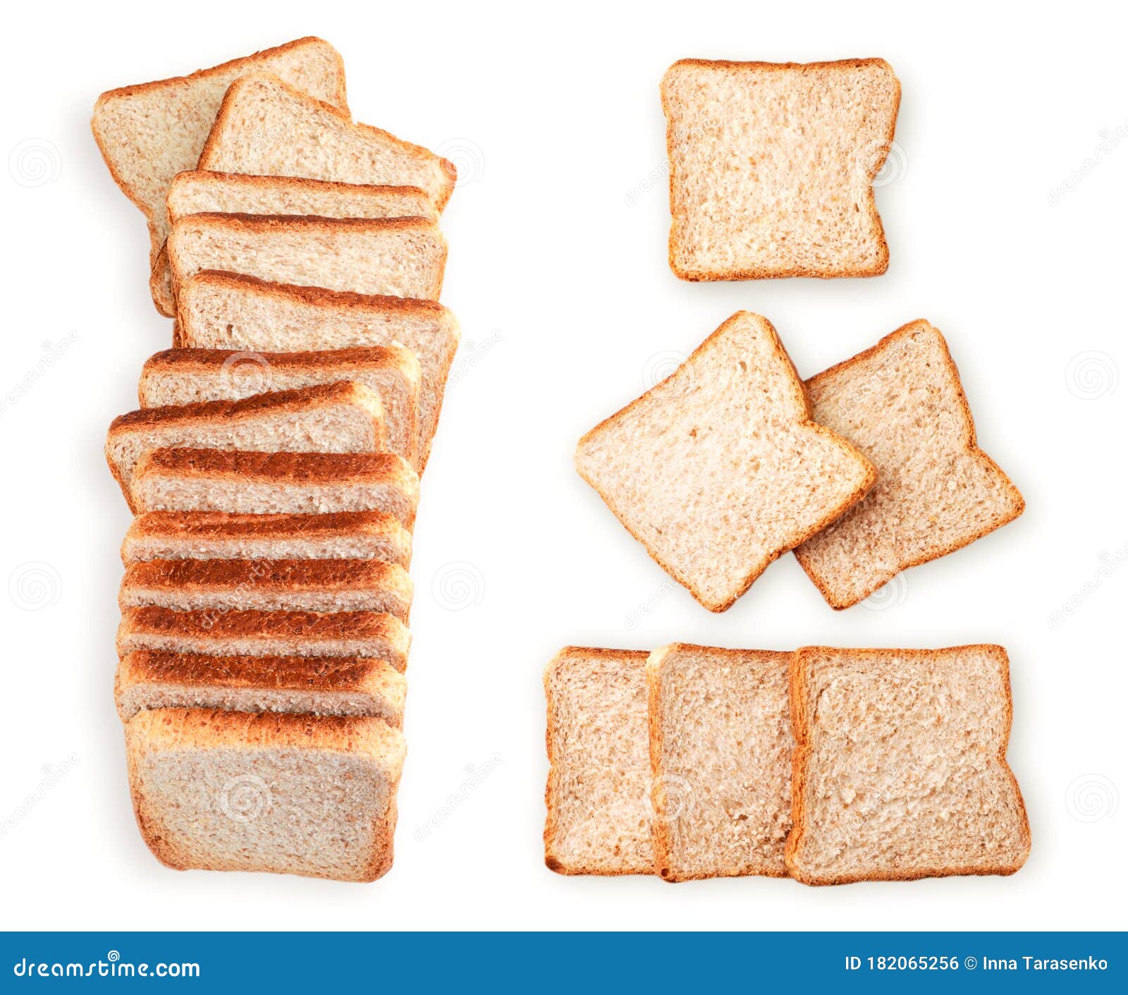Set of Sliced Square Bread on a White Background Isolated. the View ...