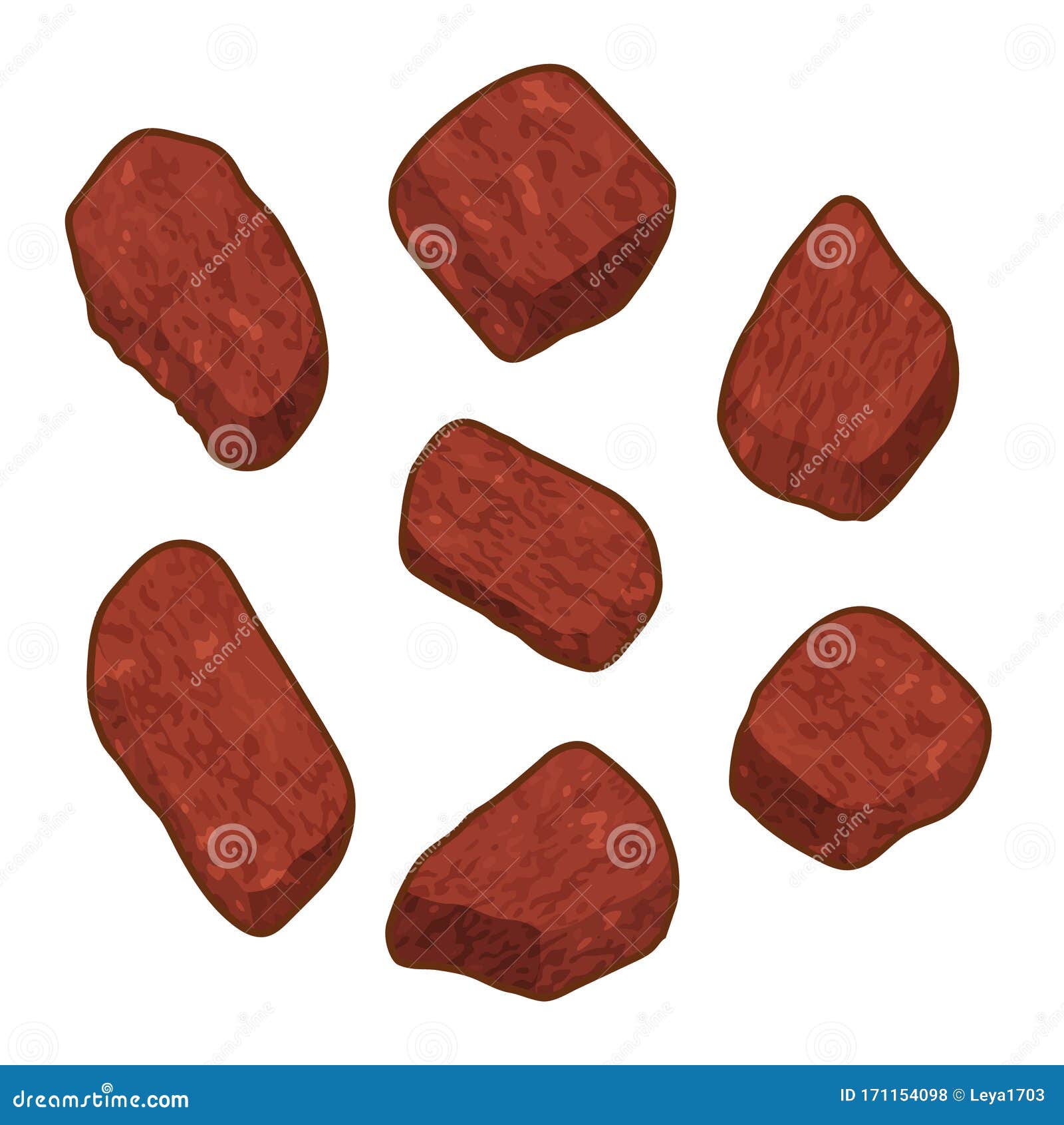 Set of Slices of Meat, Icon on White Background. Stock Vector ...
