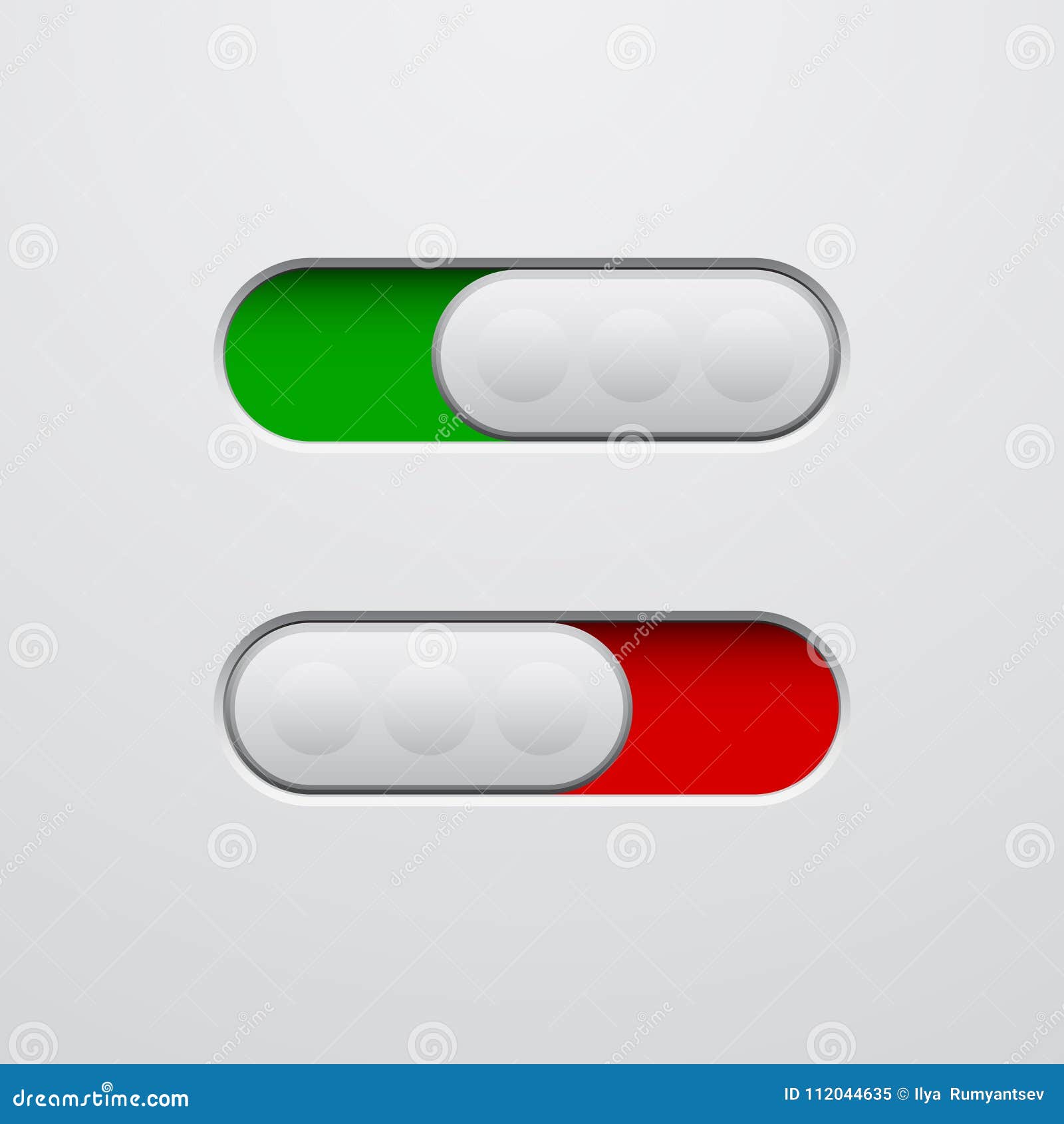 Set of Slide Button in on and Off Position Stock Vector - Illustration ...