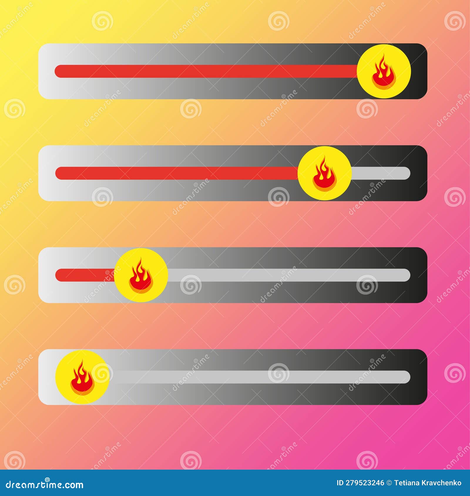 Set of Slider Fire for Social Media. Set Rating Scale. Vector ...