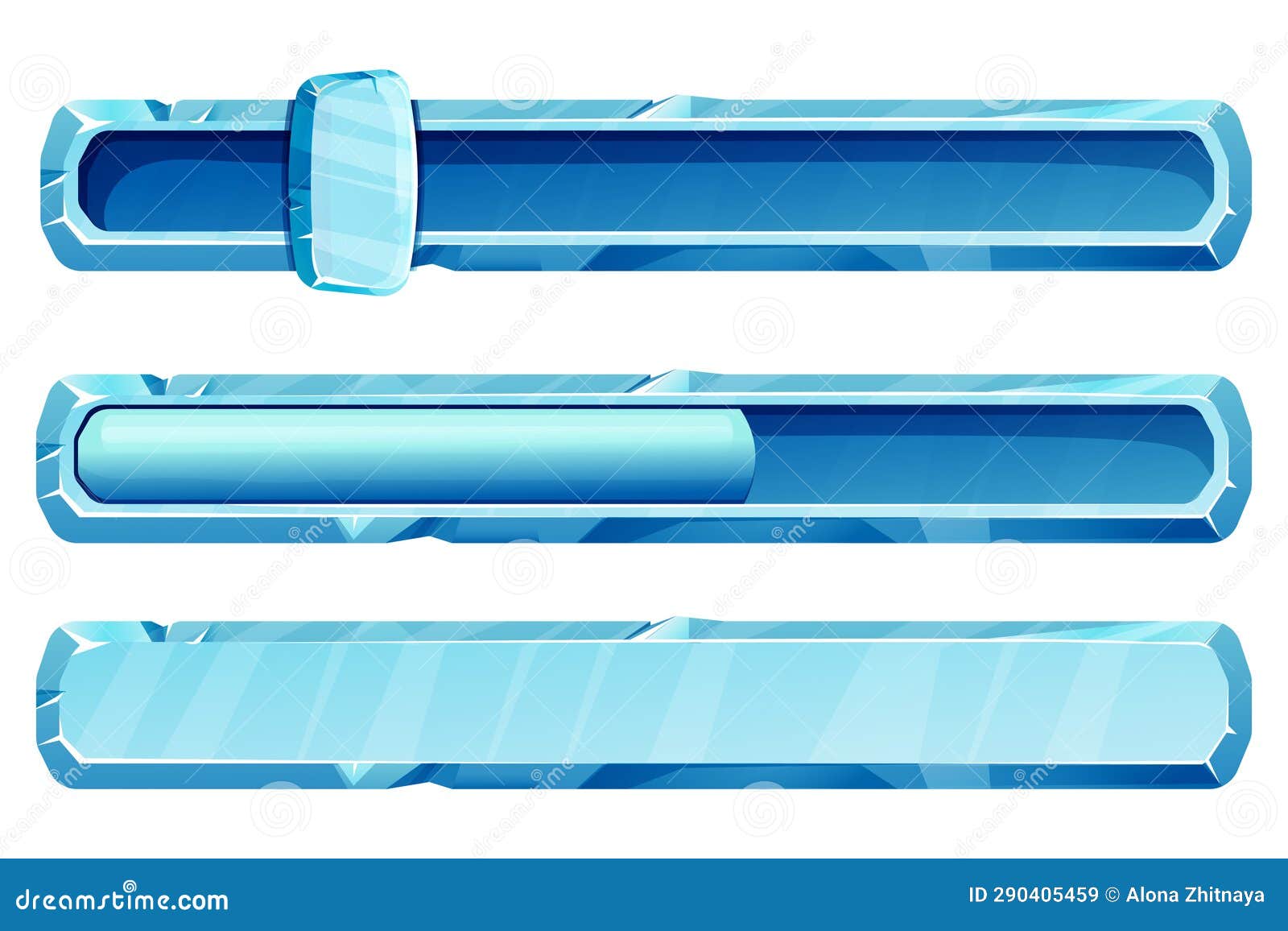 Set Slider Ice Interface Button, Frozen Panel for Game Level in Cartoon ...