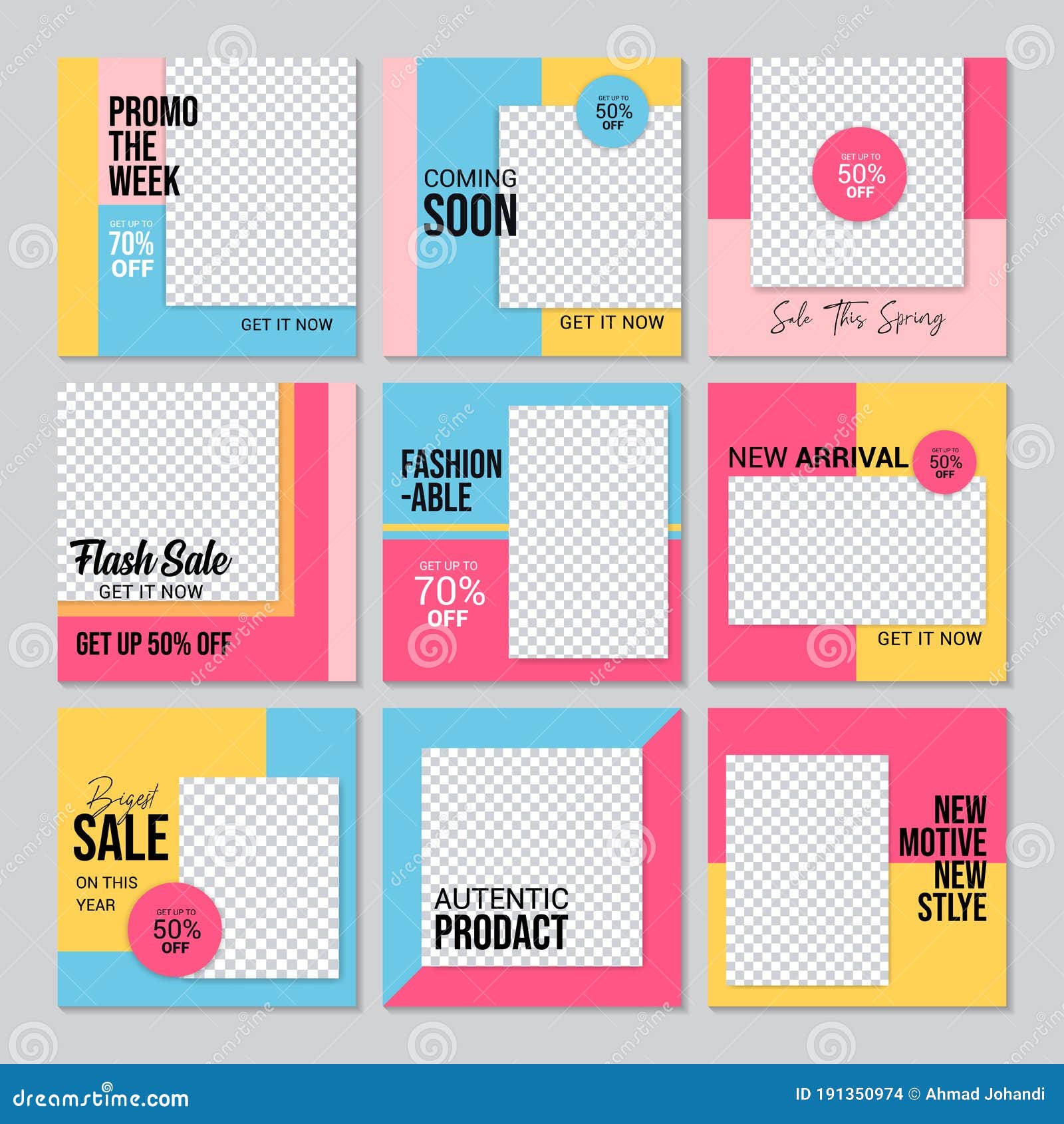 Set of Slides Trendy Editable Social Media & Digital Post Template. Vol ...