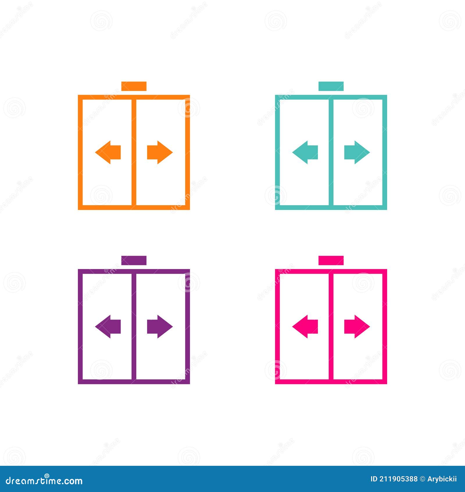 Set of Sliding Door Vector Icon, Automatic Door Icon Stock Vector ...