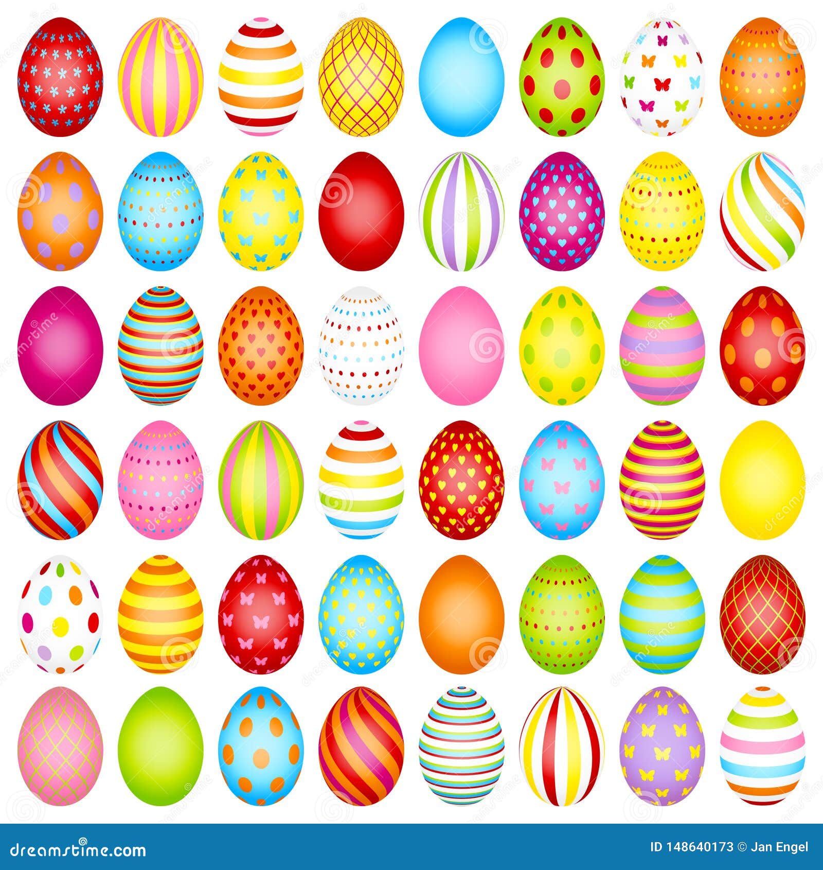 Set of Slim Easter Eggs Color with Pattern Stock Vector - Illustration ...
