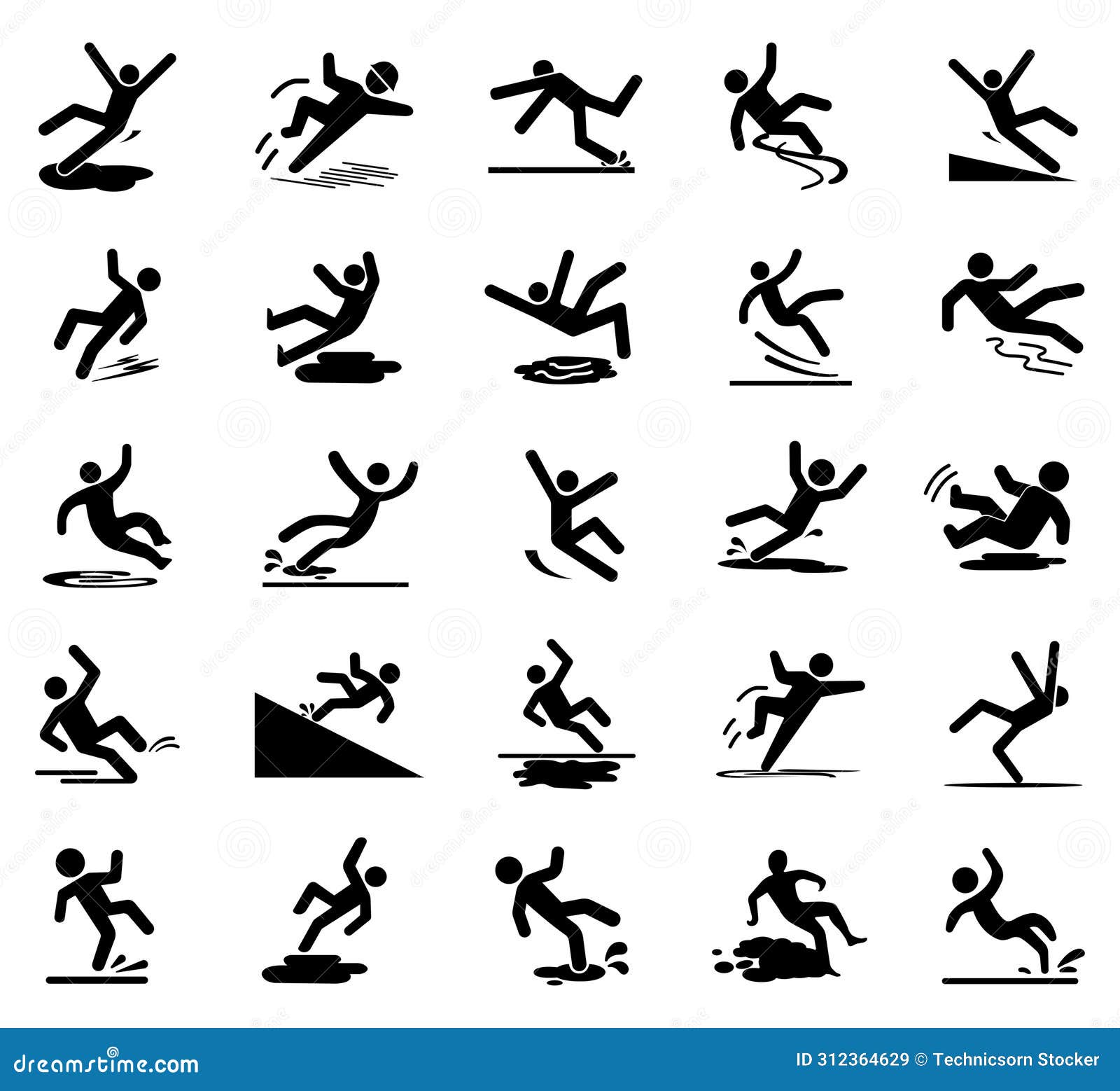 Set of Slippery Icon Sign,Vector Illustration, Isolate on White ...