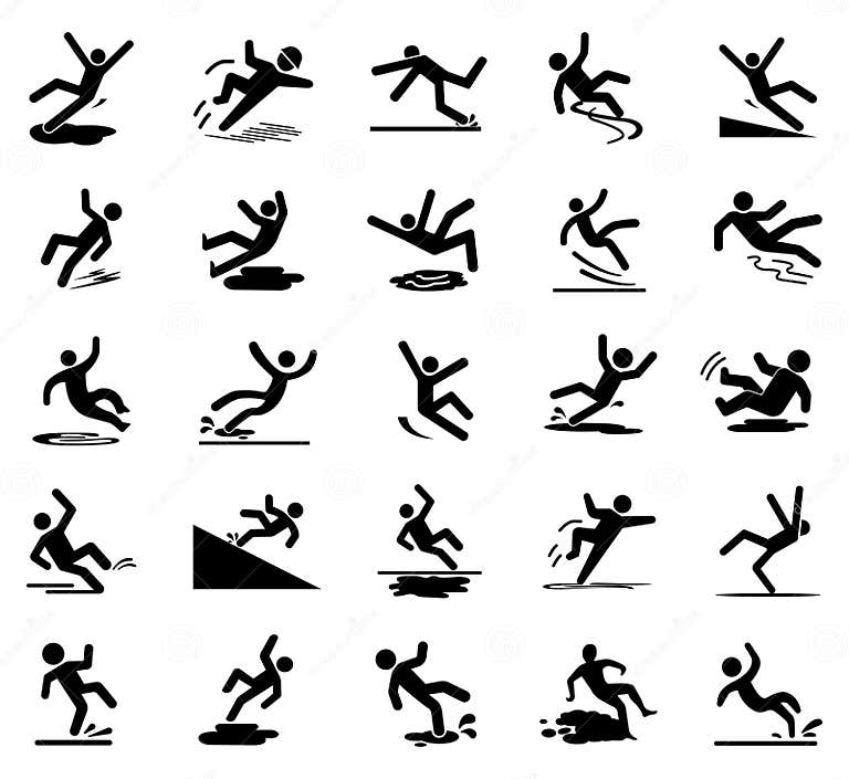 Set of Slippery Icon Sign,Vector Illustration, Isolate on White ...