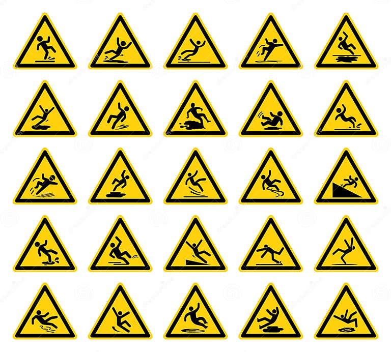 Set of Slippery Symbol Sign,Vector Illustration, Isolate on White ...