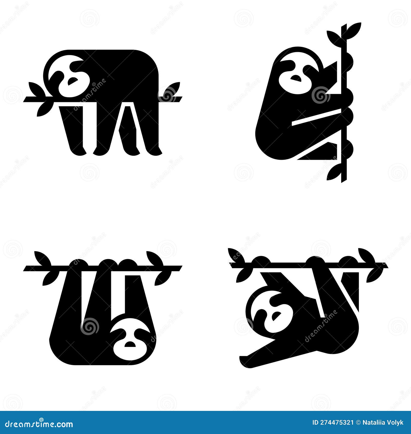 Set of Sloth Logo stock vector. Illustration of cute - 274475321