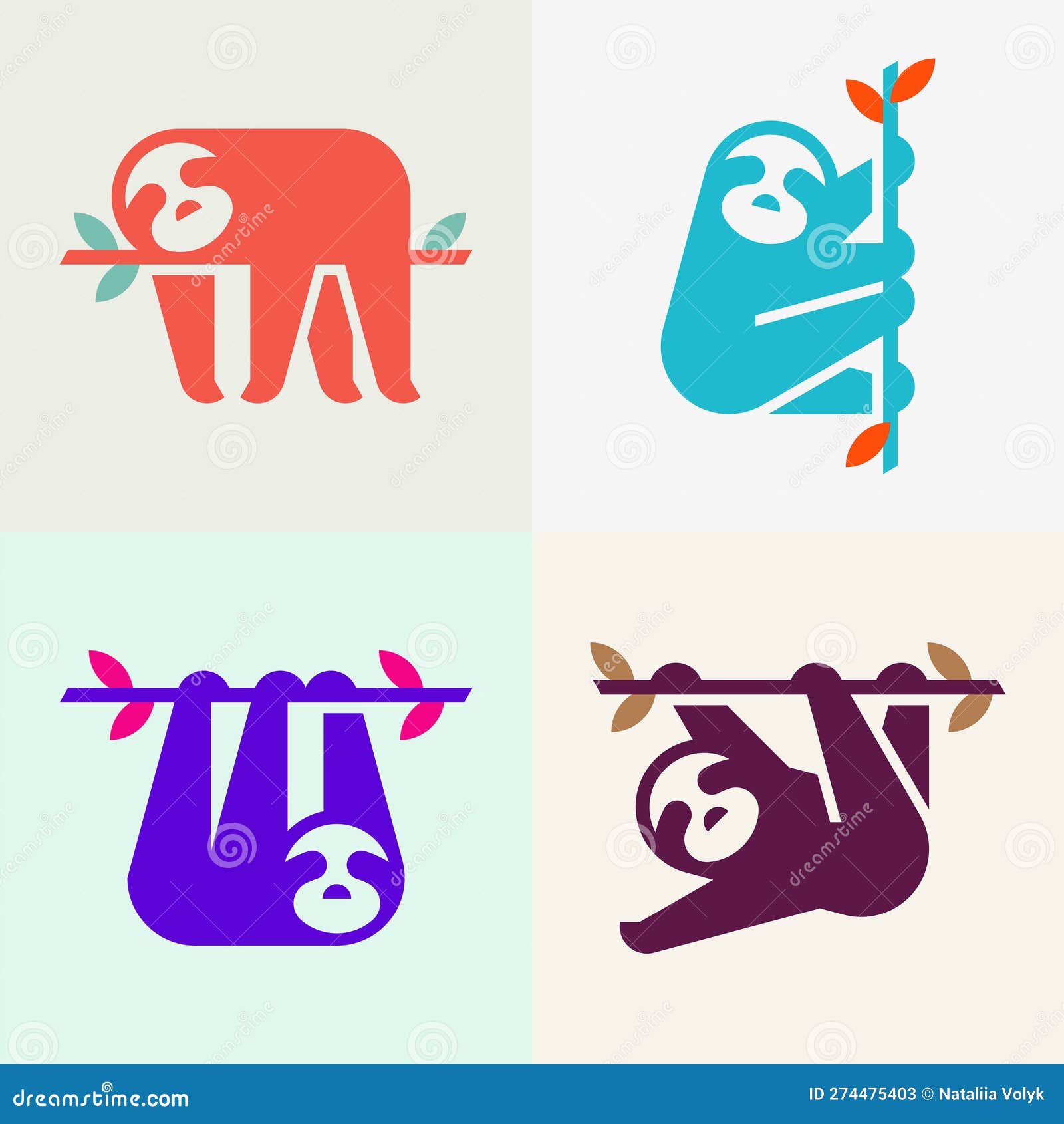 Set of Sloth Logo stock vector. Illustration of sign - 274475403