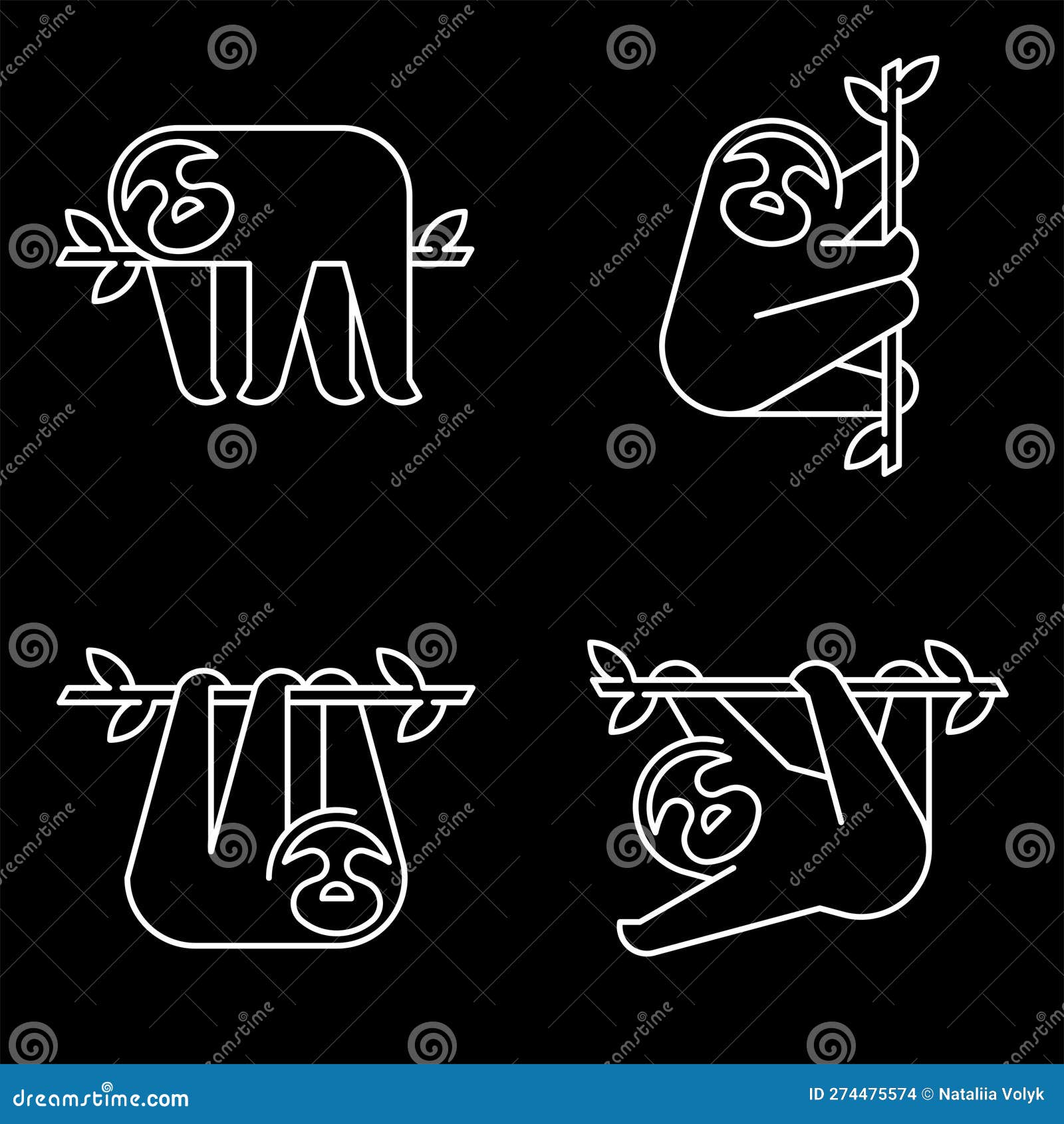 Set of Sloth Logo stock vector. Illustration of vector - 274475574
