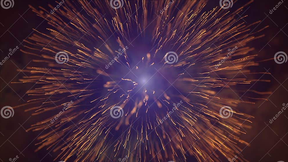 A Set of Slow Motion Fireworks on Black Background. Motion. Colorful ...