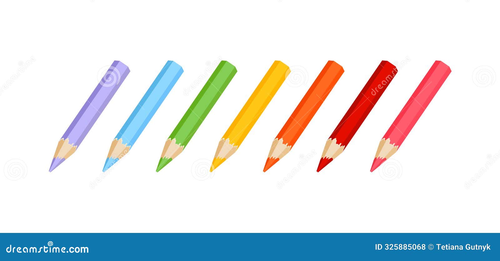 Set of Small Colored Pencils Isolated on White Background. Stock Vector ...