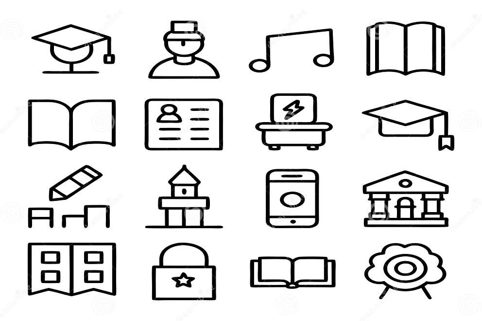 Set of 50 Small Education Line Icons Set. Education Outline Icons with ...