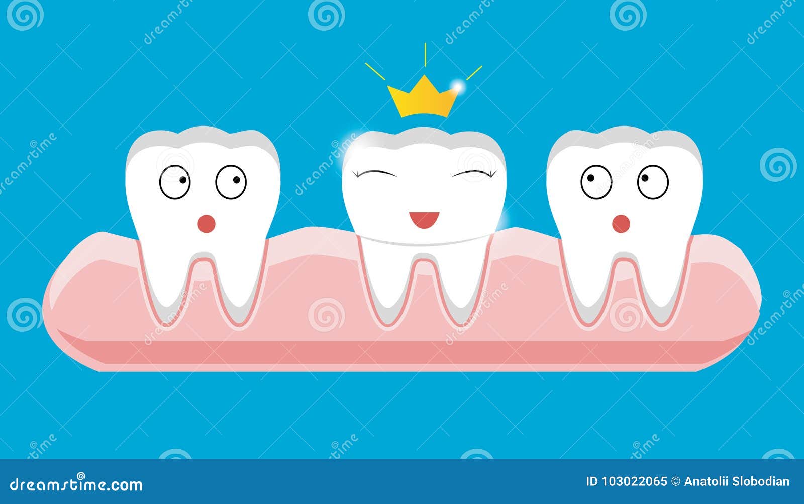 Set of Small Funny Teeth Characters Scenes, Drawing on Light Stock ...