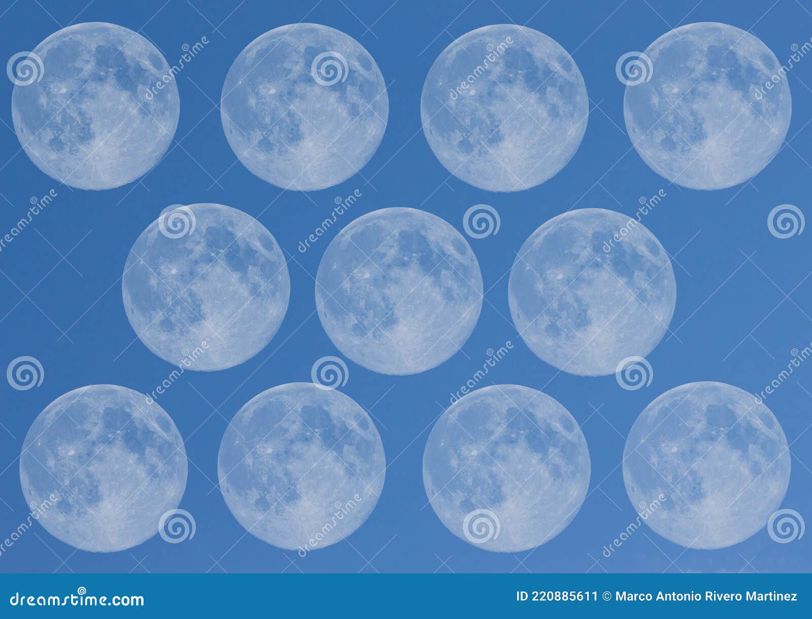 Set of Small Moons in the Middle of the Sky Stock Image - Image of ...
