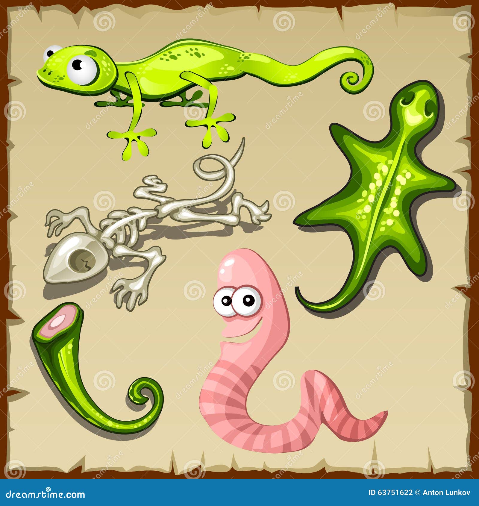 Set of Small Reptiles Lizards and Other Animals Stock Vector ...